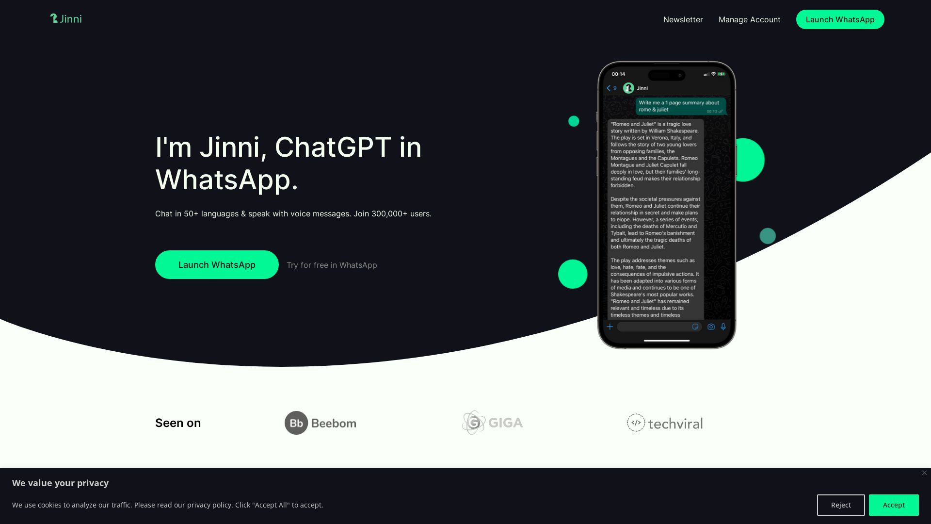 Jinni AI | Boost WhatsApp Productivity | Futureen