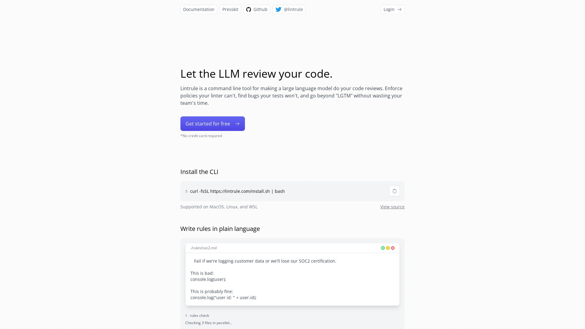 Lintrule | Use LLM for Your Code Review | Futureen