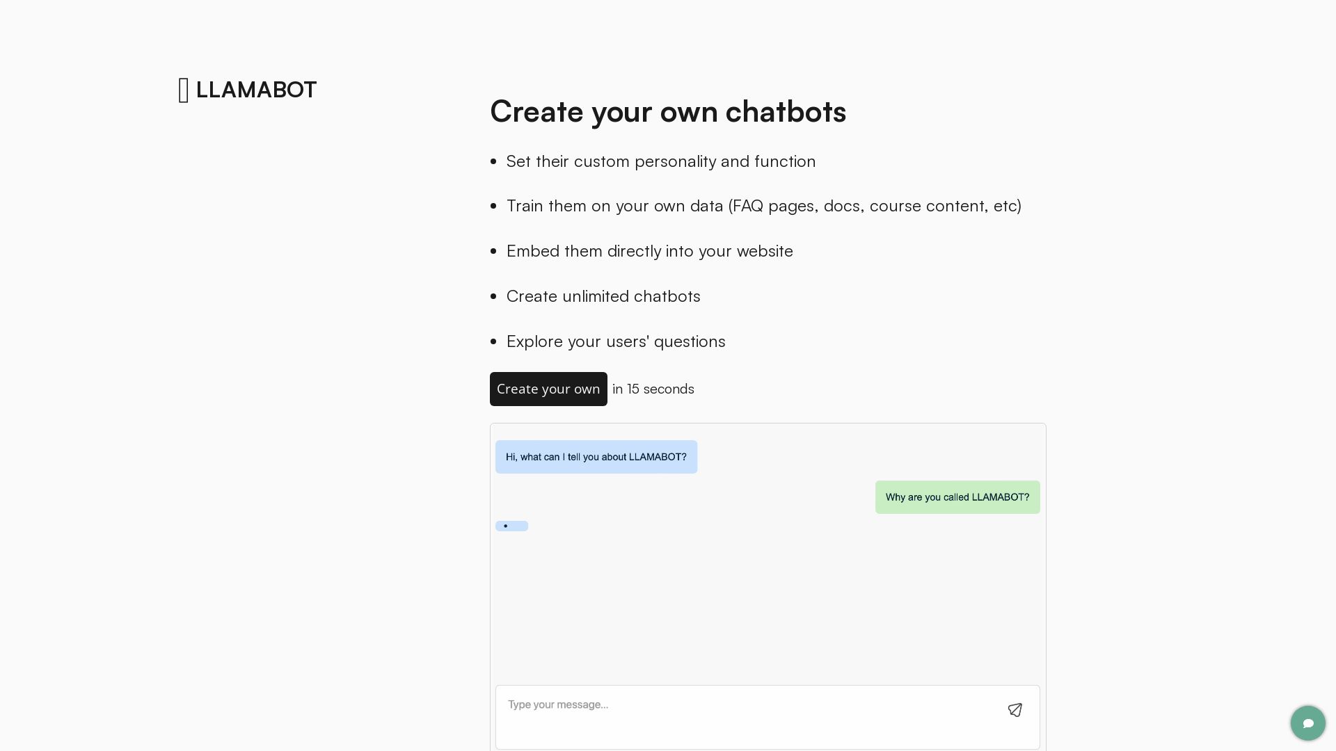 LLAMABOT | Create Chatbots Easily | Futureen