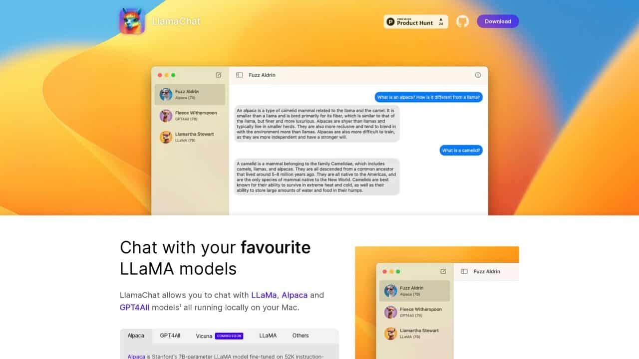 LlamaChat | Chat with LLaMa, Alpaca, and GPT4All Models | Futureen