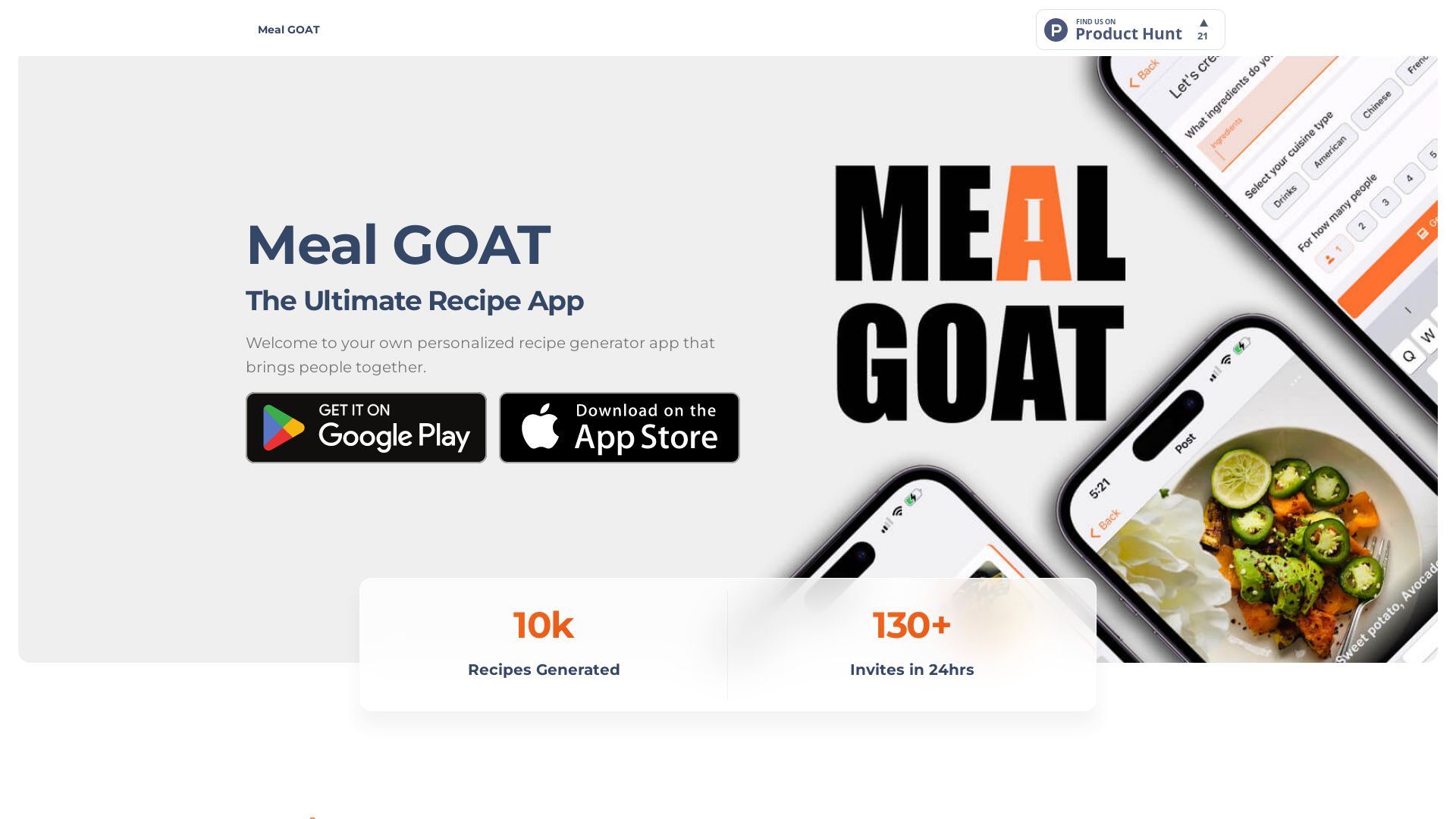 Meal GOAT | AI Recipe Generator for Easy Gourmet Cooking | Futureen