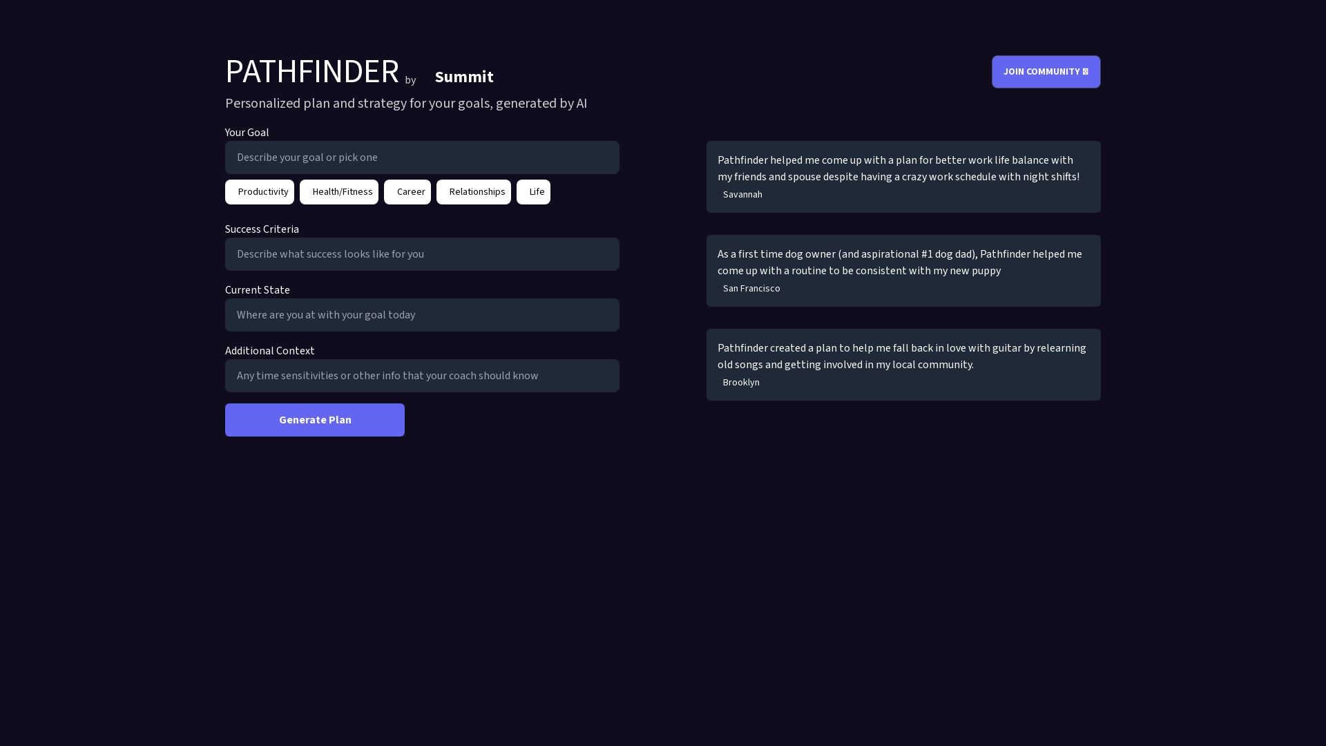 Pathfinder | Personalized AI Plans for Your Goals | Futureen