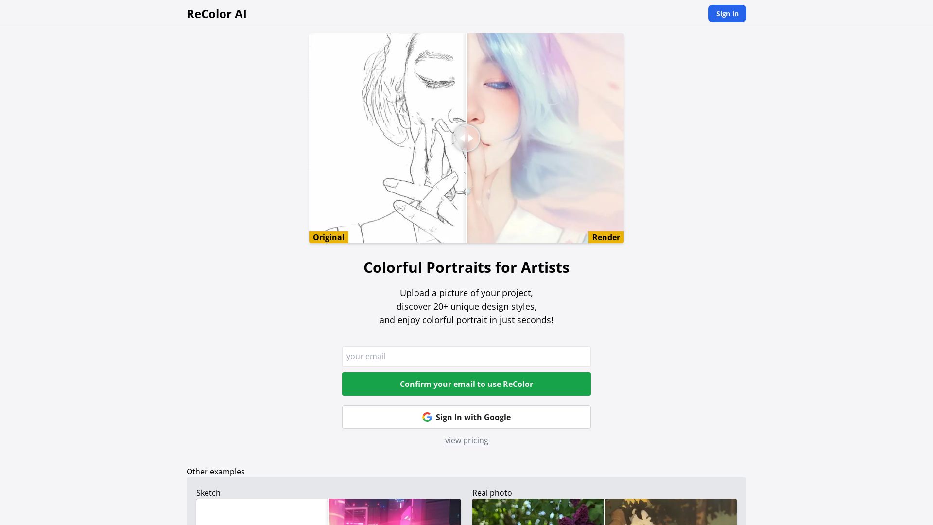 ReColor AI | Transform Sketches into Colorful Portraits | Futureen