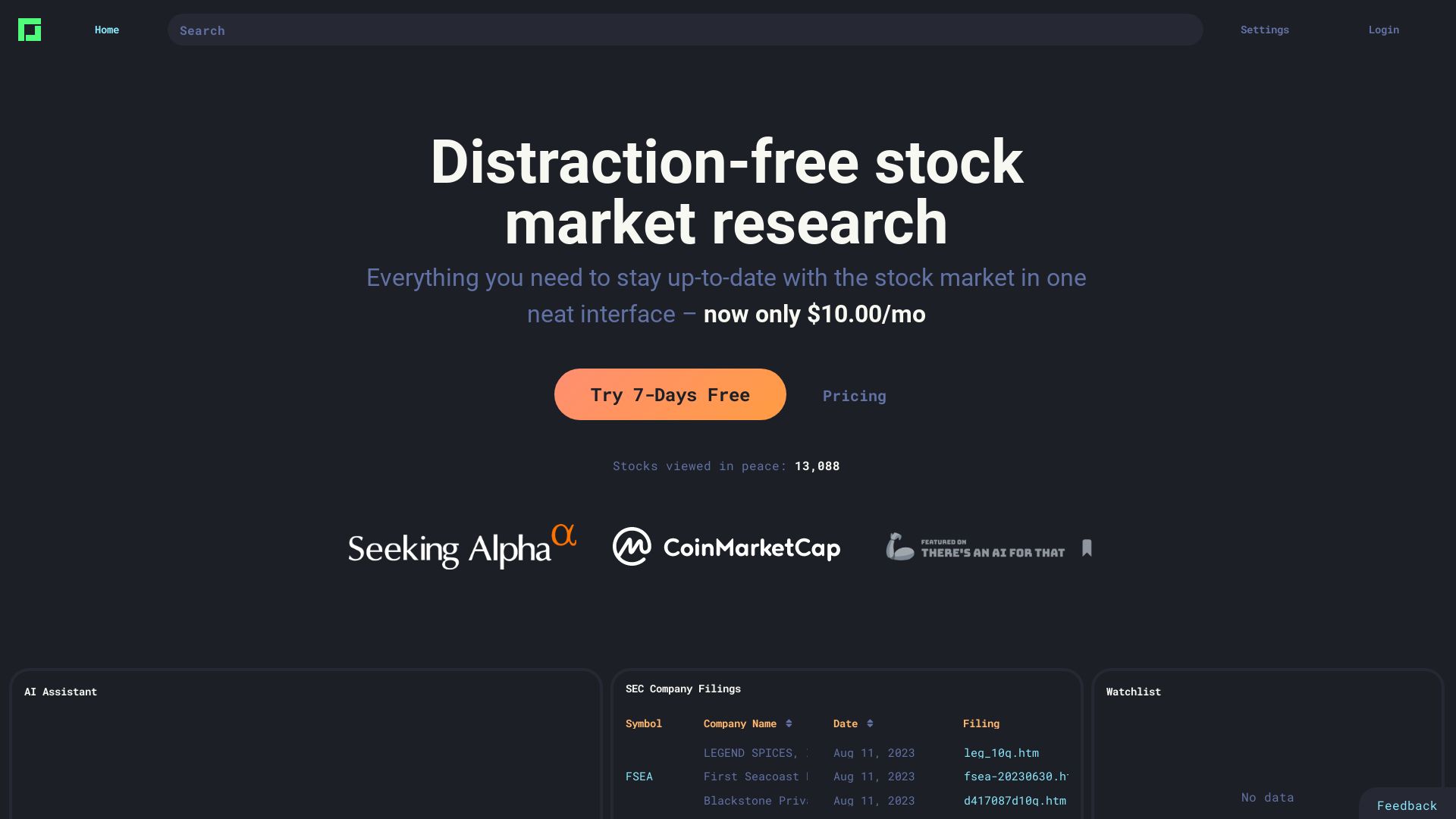 Stockstack | Custom stock market dashboard for investors | Futureen