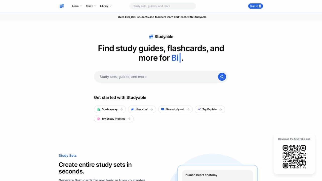 Studyable | Personalized study with essay feedback | Futureen