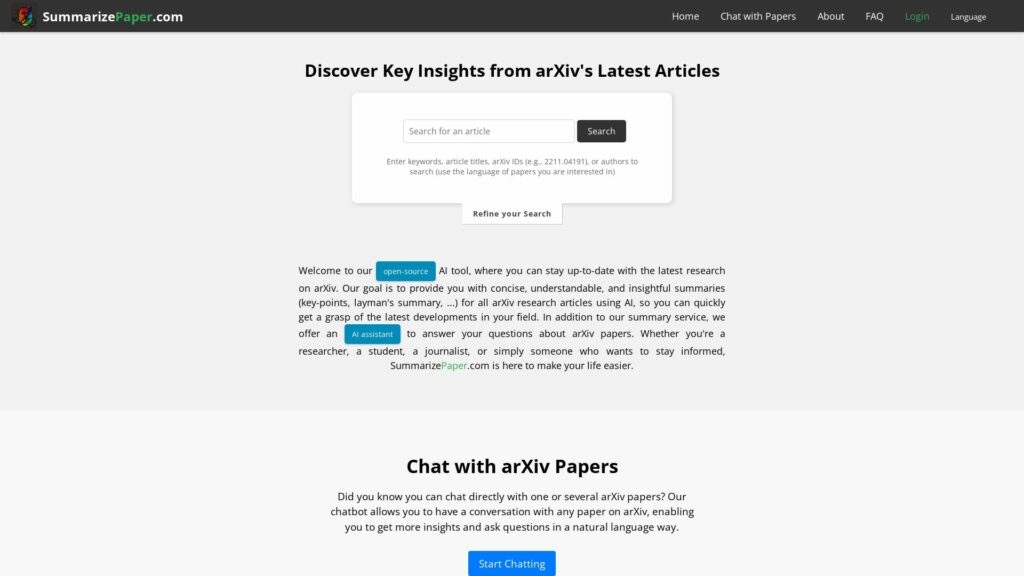 SummarizePaper.com | AI-Powered arXiv Paper Summarization & Q&A | Futureen