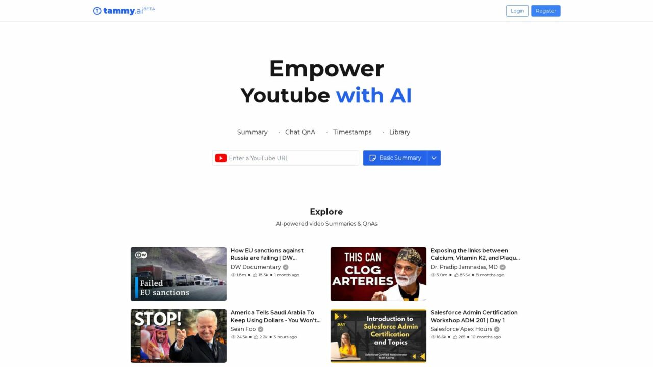 Tammy AI | Boost YouTube with AI Summary & Chat! | Futureen