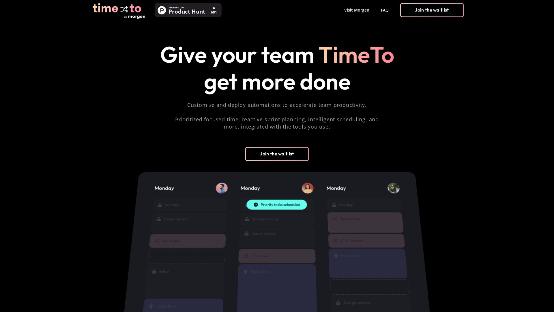 TimeTo | Boost Team Productivity with AI Time Management | Futureen