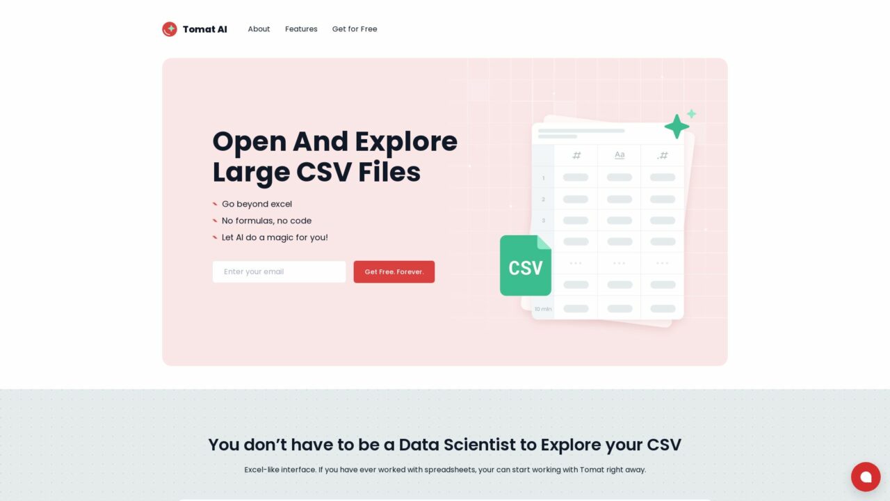 Tomat.AI | Open and Explore Large CSV Files | Futureen