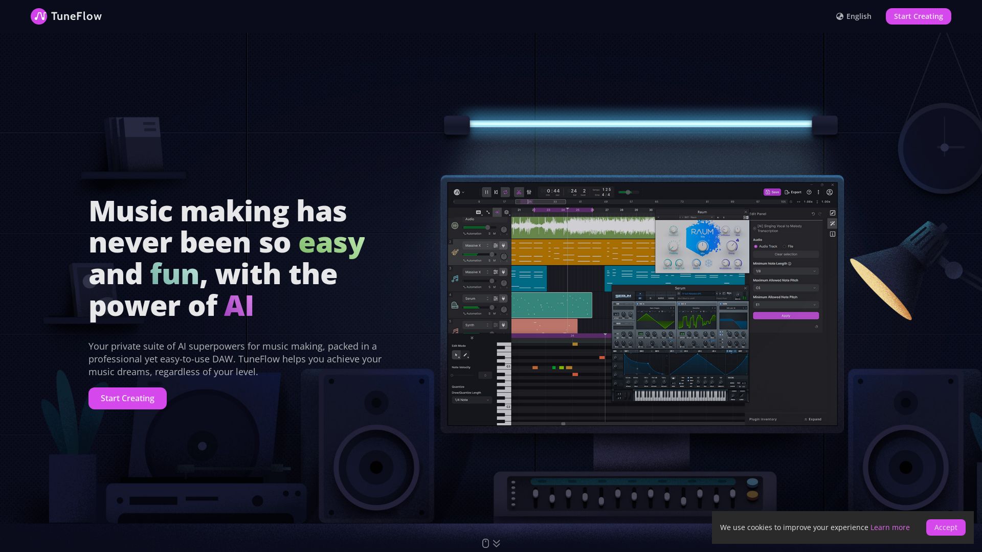 TuneFlow | AI music platform with voice cloning features | Futureen