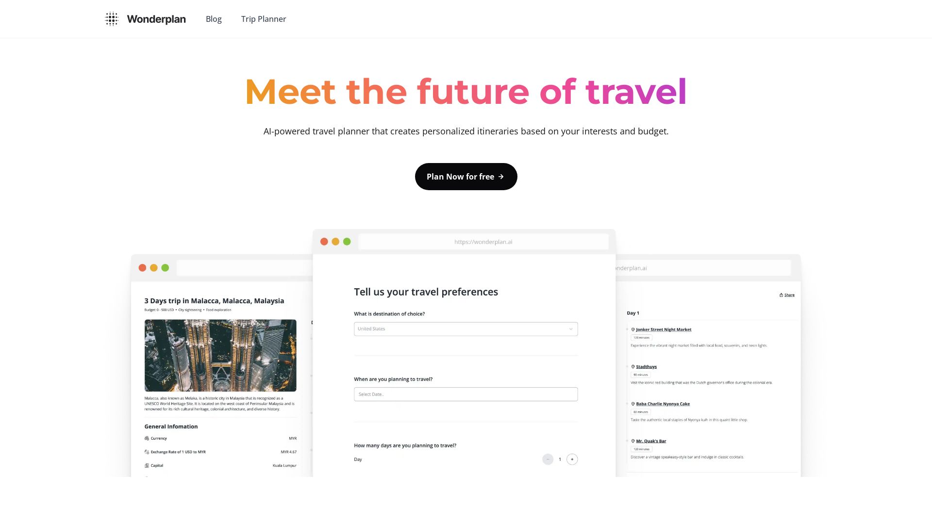 Wonderplan.ai | Customized Travel Itineraries with AI | Futureen