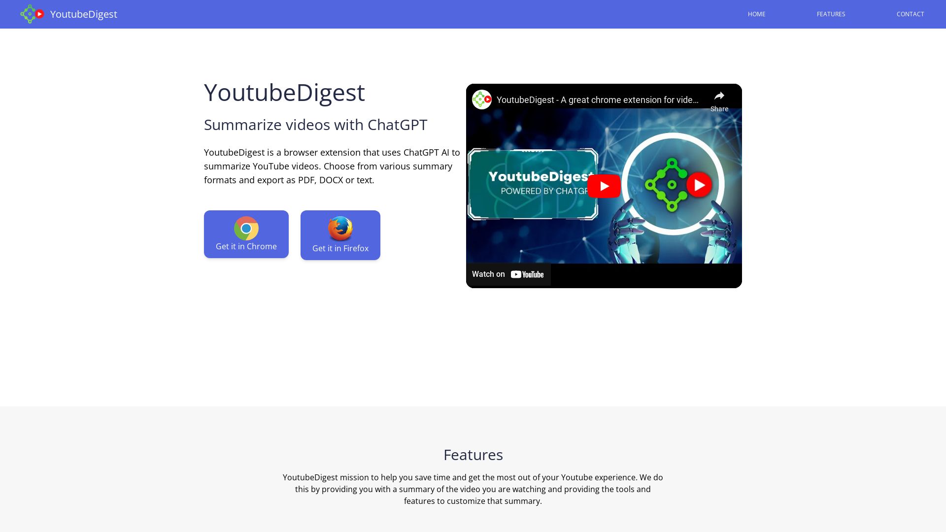 YouTubeDigest | Summarize YouTube videos with ChatGPT | Futureen