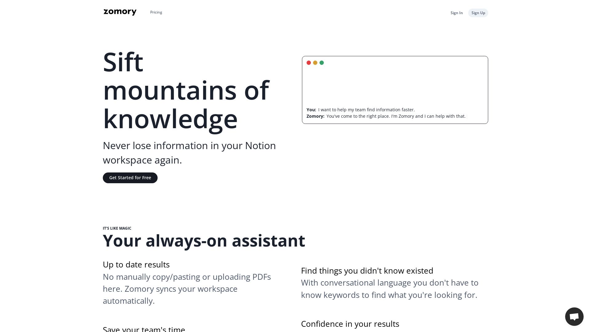 Zomory | Search Your Notion Workspace Easily | Futureen