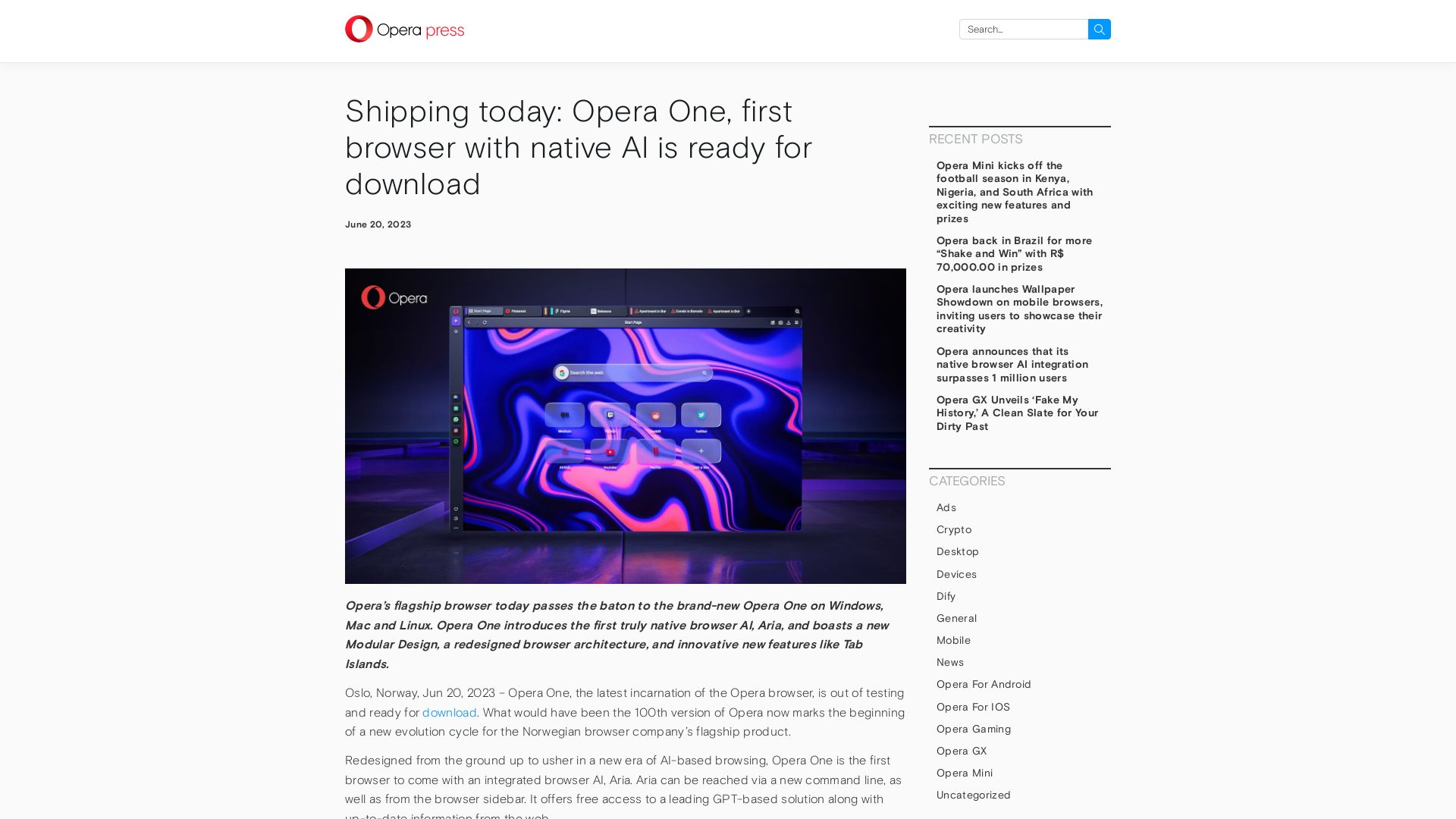 Opera One | First AI Browser - Download Today! | Futureen