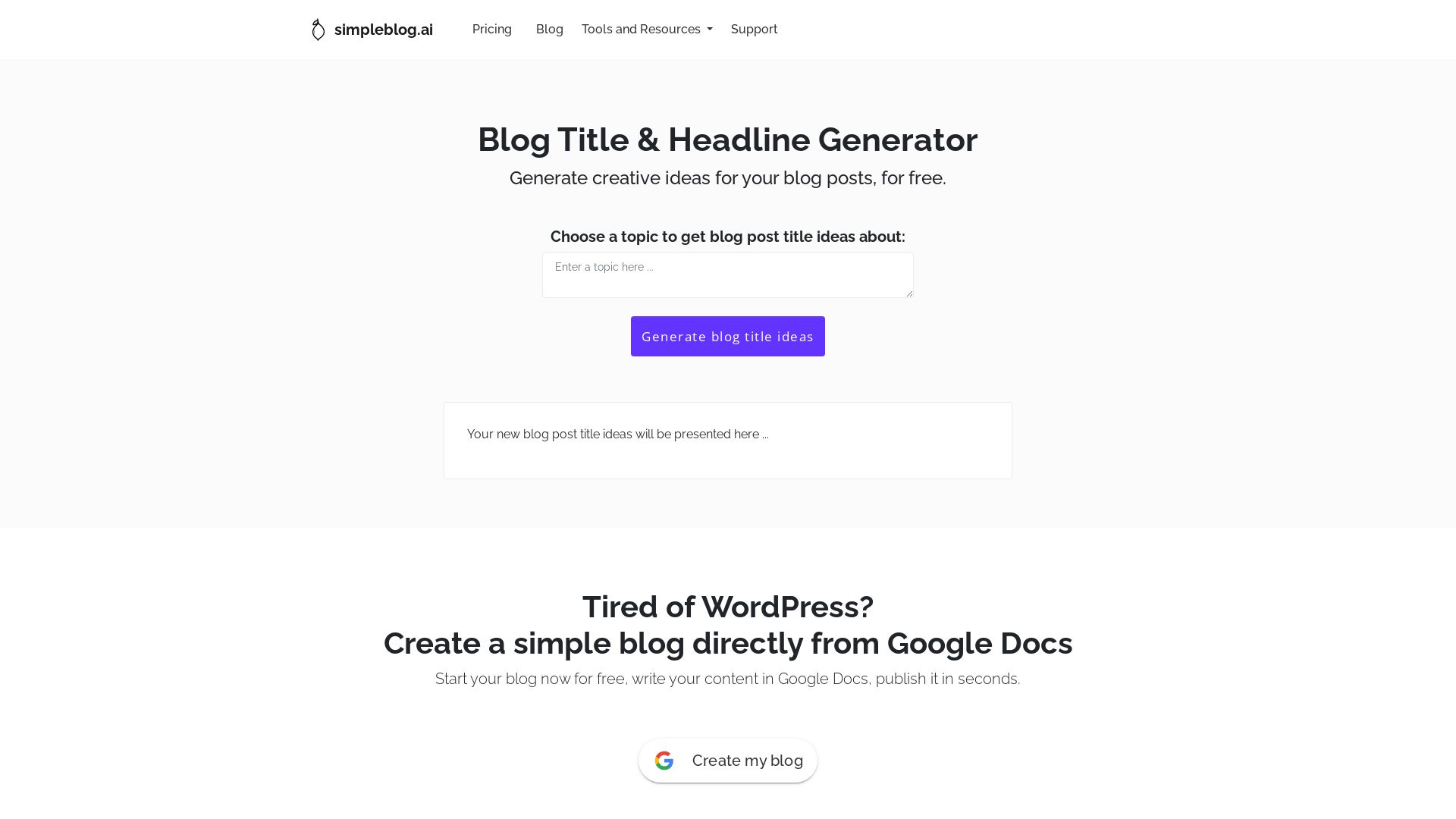 simpleblog.ai | Generate Catchy Blog Titles | Futureen