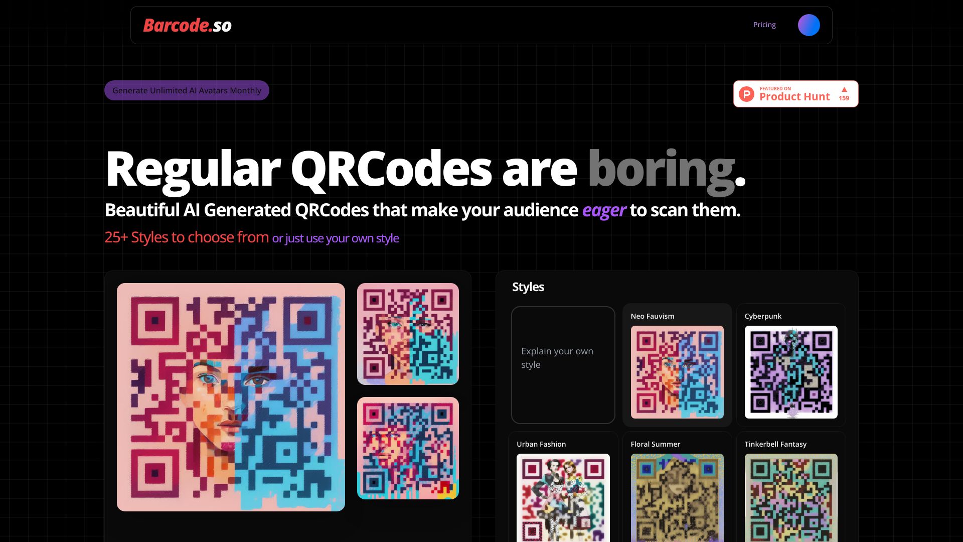 Barcode.so | Elegant AI Generated QRCodes | Futureen