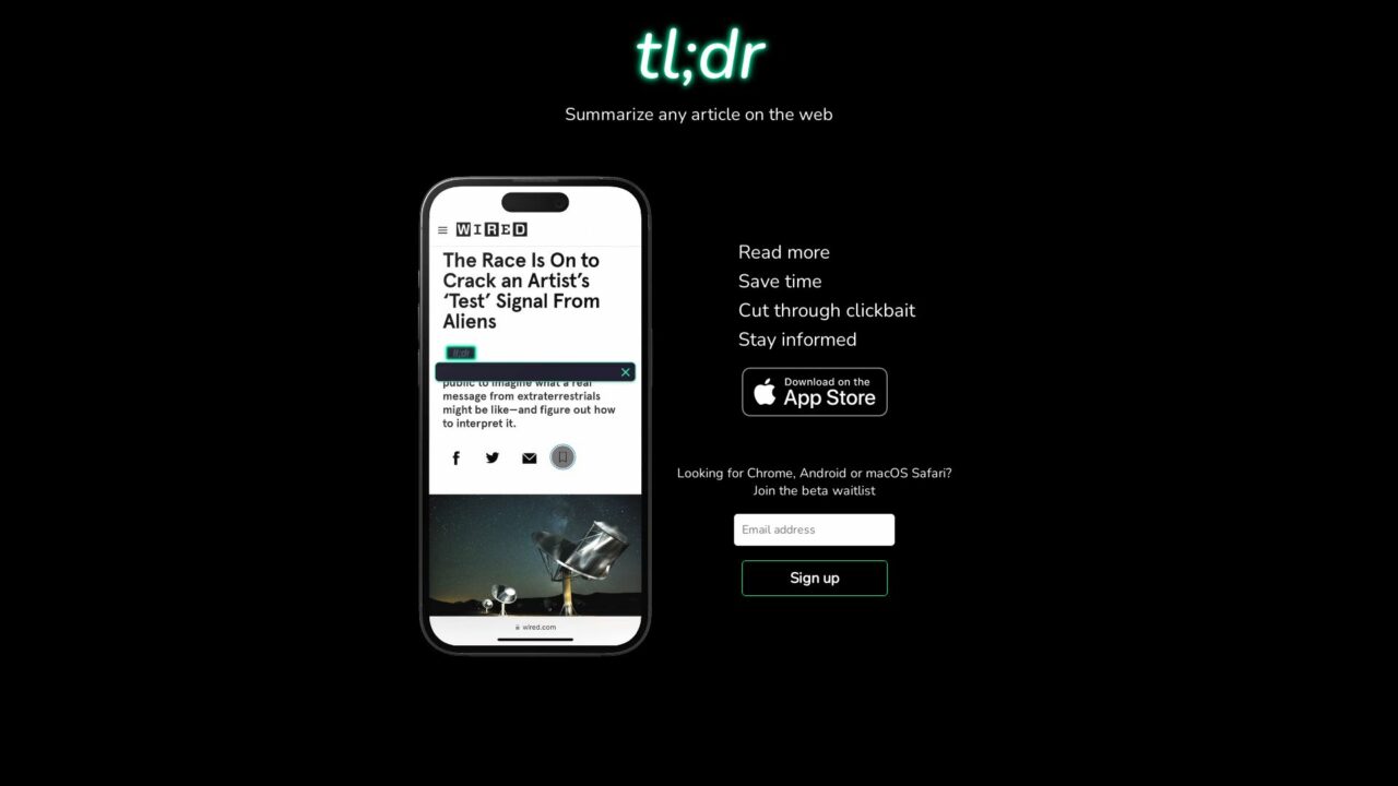 tl;dr AI 📚 Summarize Articles for Quick Understanding | Futureen