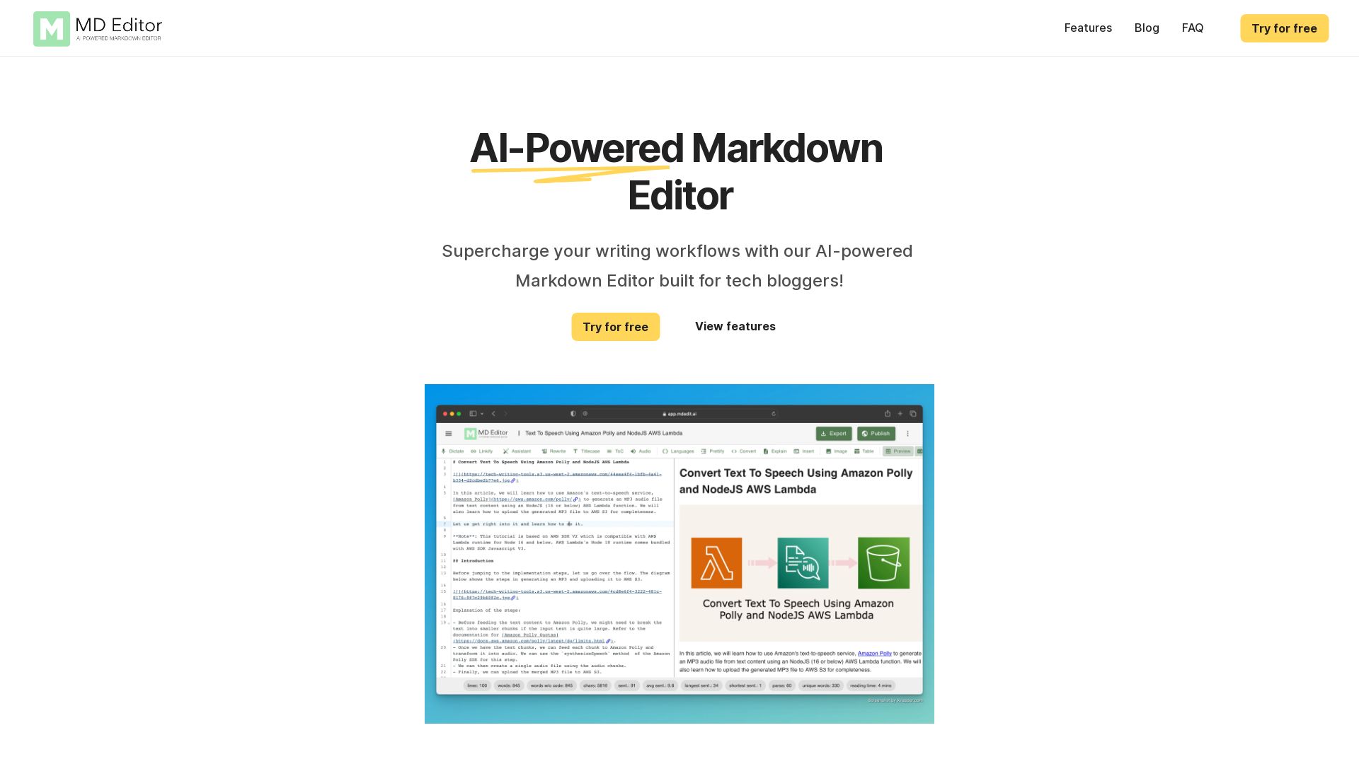 MD Editor | AI Powered Markdown Editing Tool | Futureen