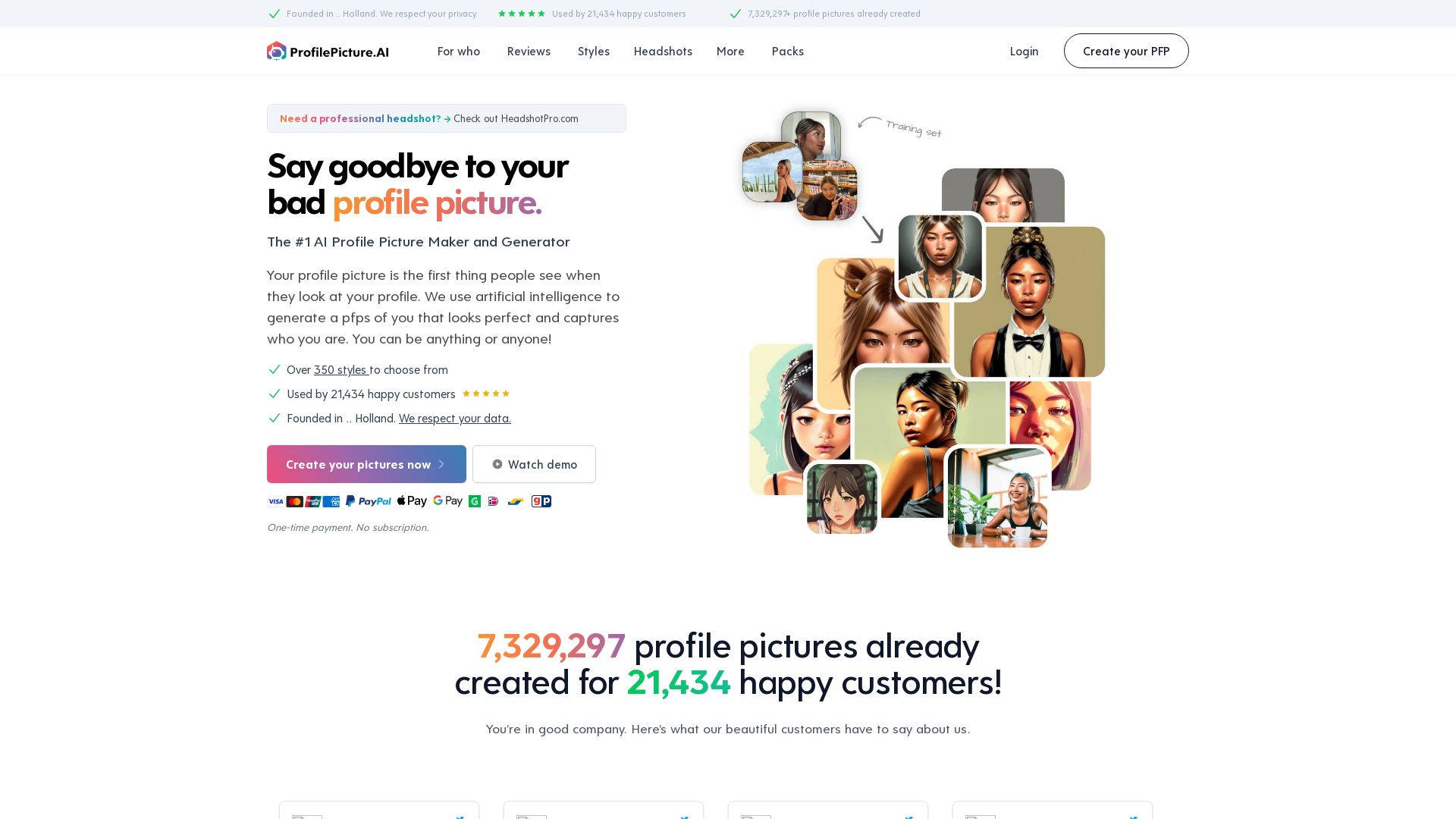 PFP.AI | AI Profile Picture Generator | Futureen