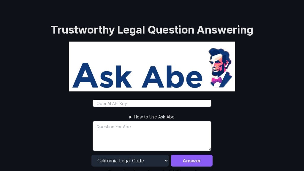 Ask Abe Beta: Get trustworthy legal advice with citations. | Futureen