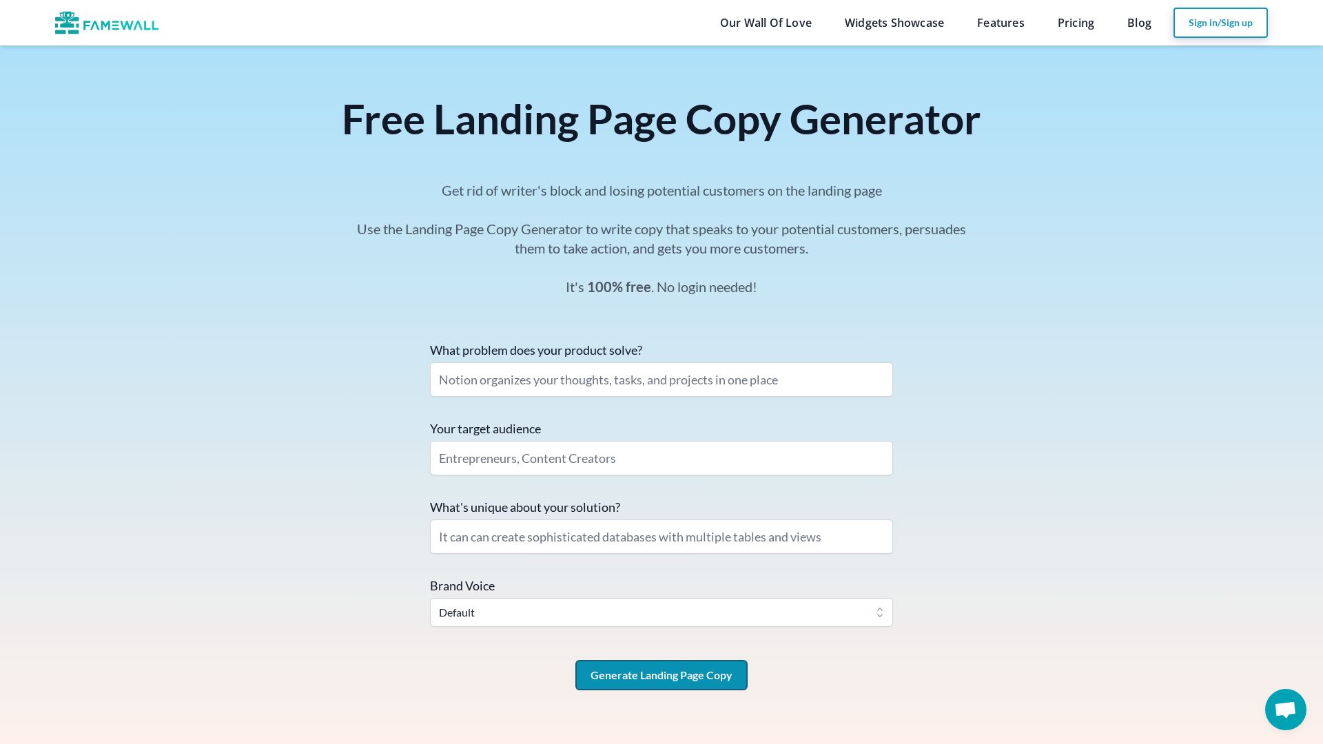Landing Page Copy Generator for Free | Effortlessly Generate Compelling Copy for Higher ...