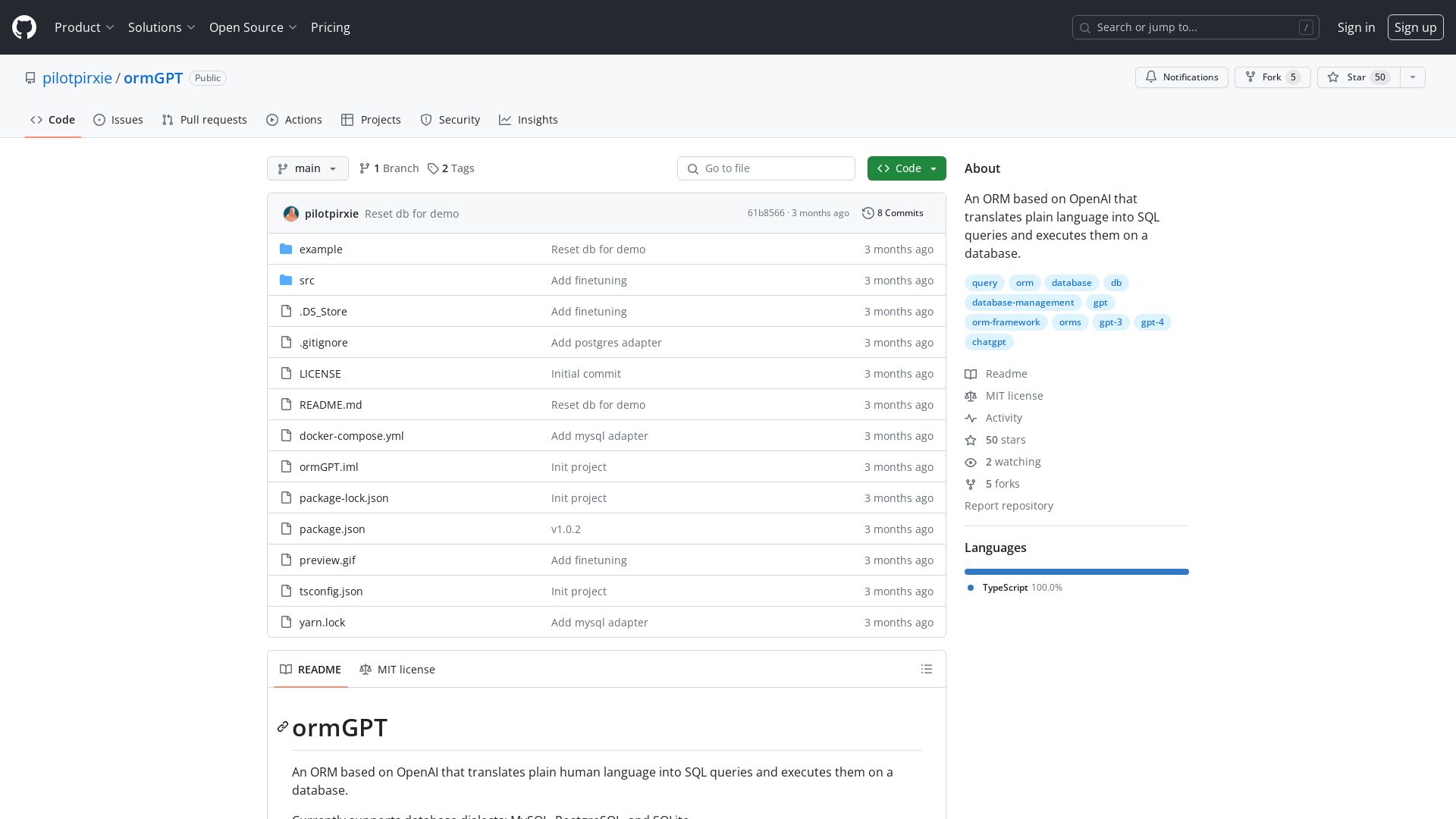 GitHub | ORM GPT: Translate SQL Queries | Futureen