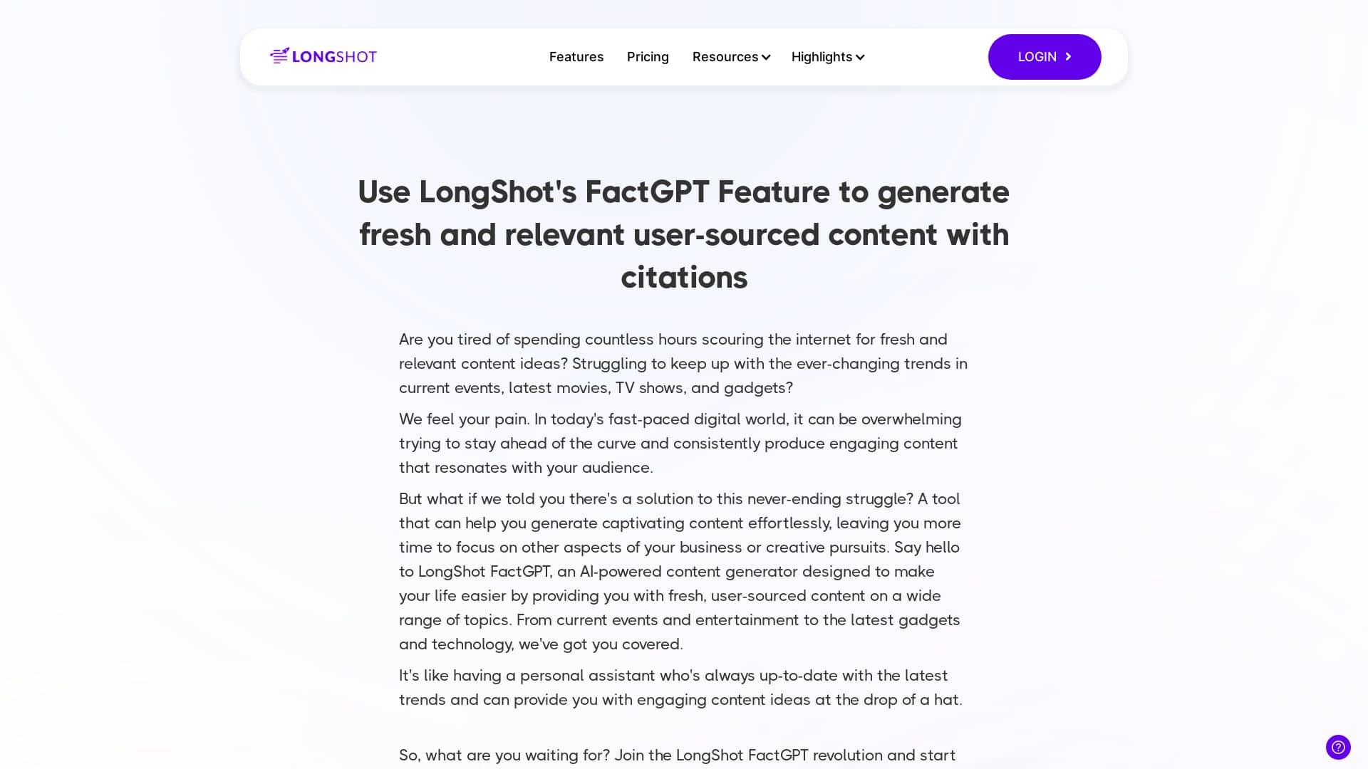 FactGPT | Generate SEO-Friendly Content Quickly and Easily | Futureen