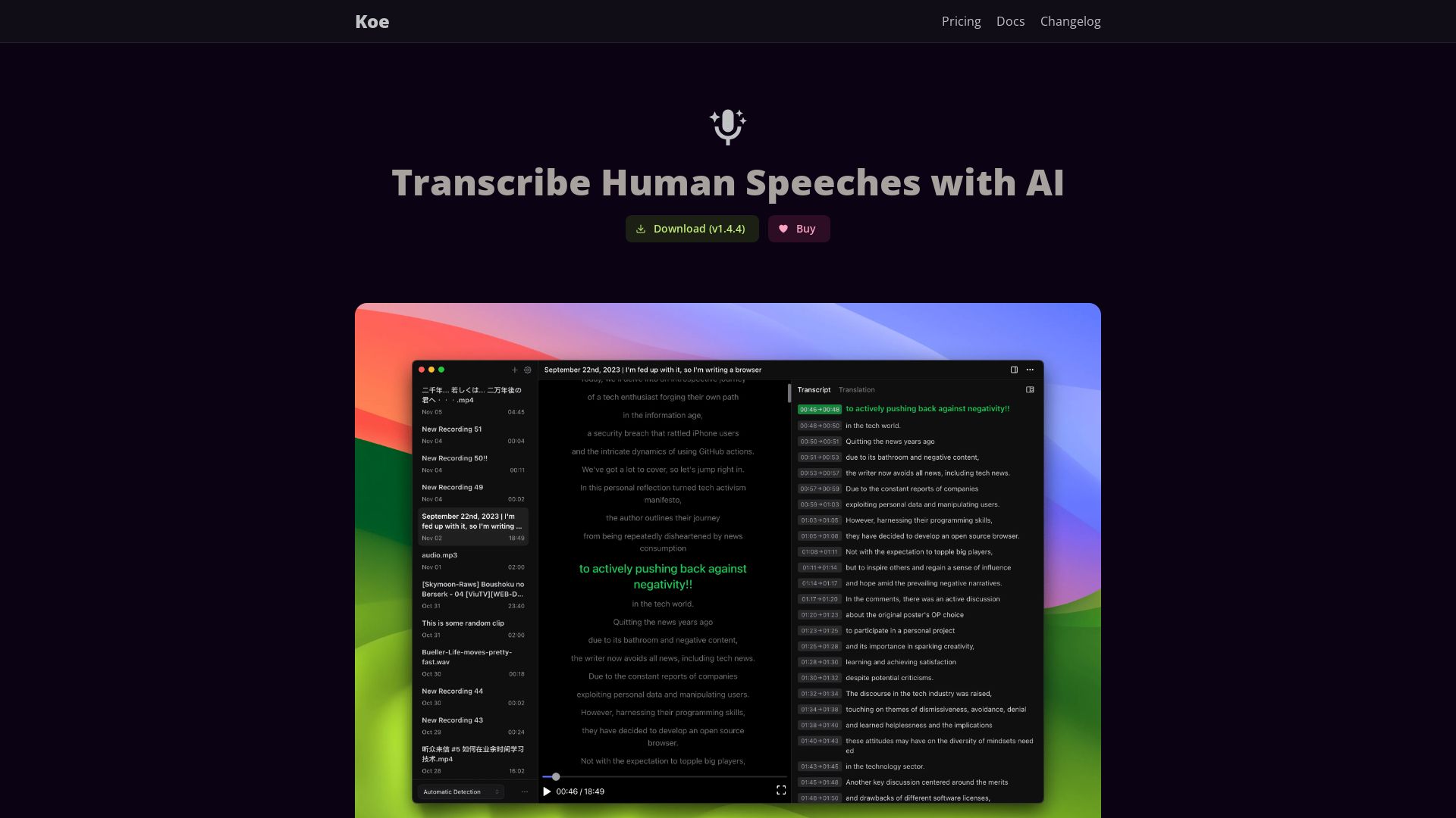Koe | Enhance Your Audio & Video Content with AI Transcription | Futureen
