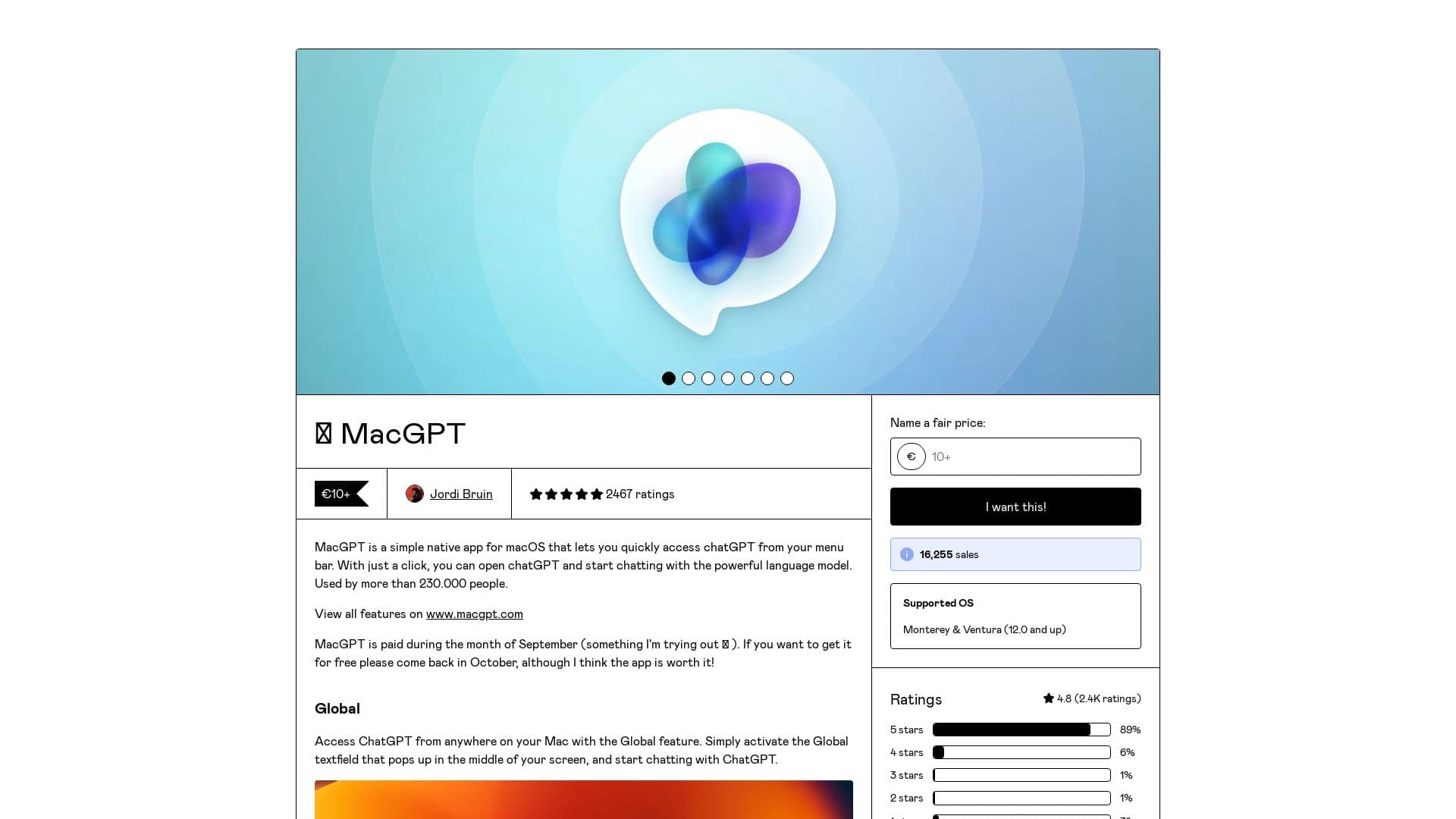 MacGPT | Instant ChatGPT Access from Your Menu Bar | Futureen