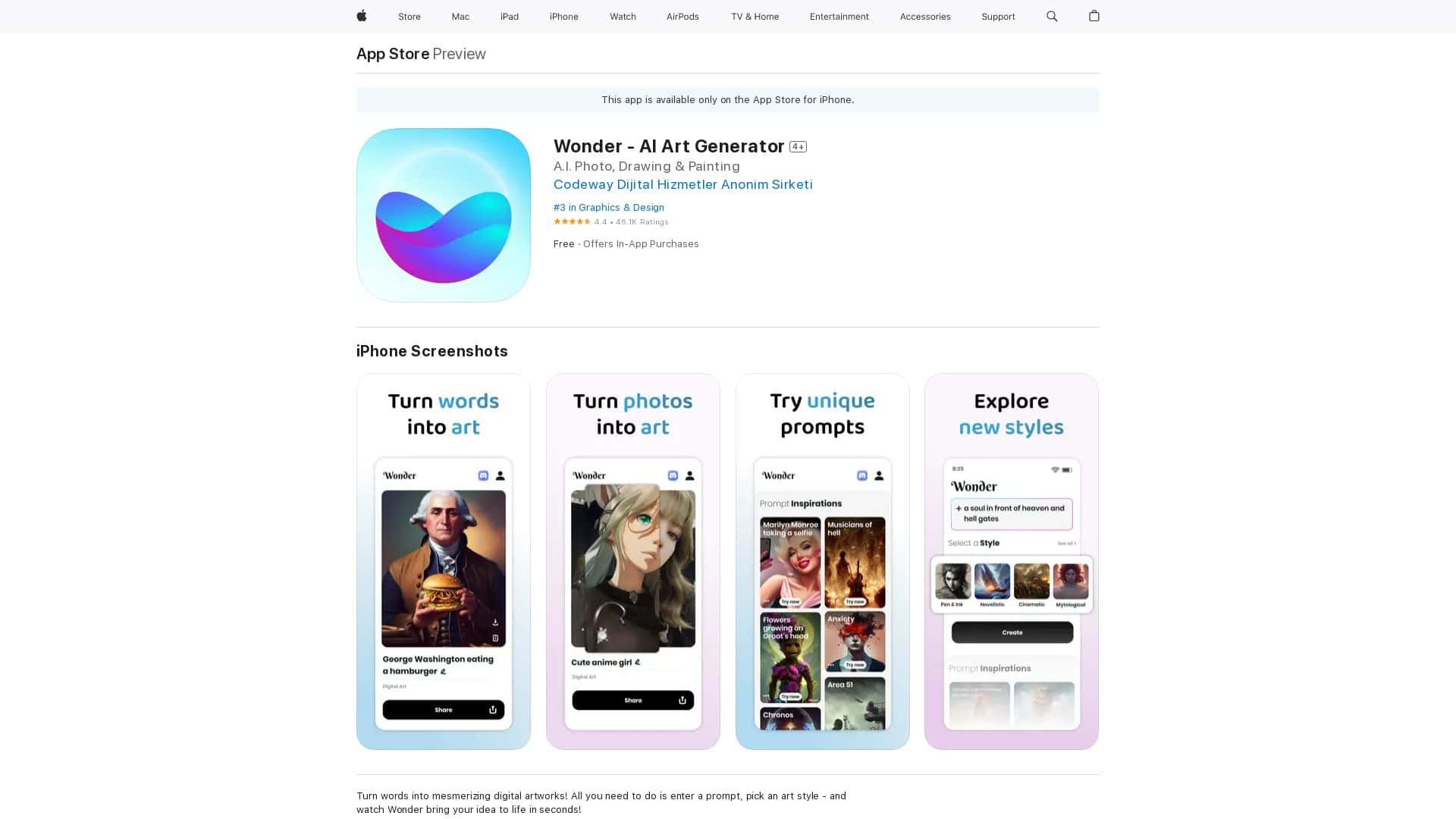 Wonder | Create Unique Art from Text Prompts Instantly | Futureen