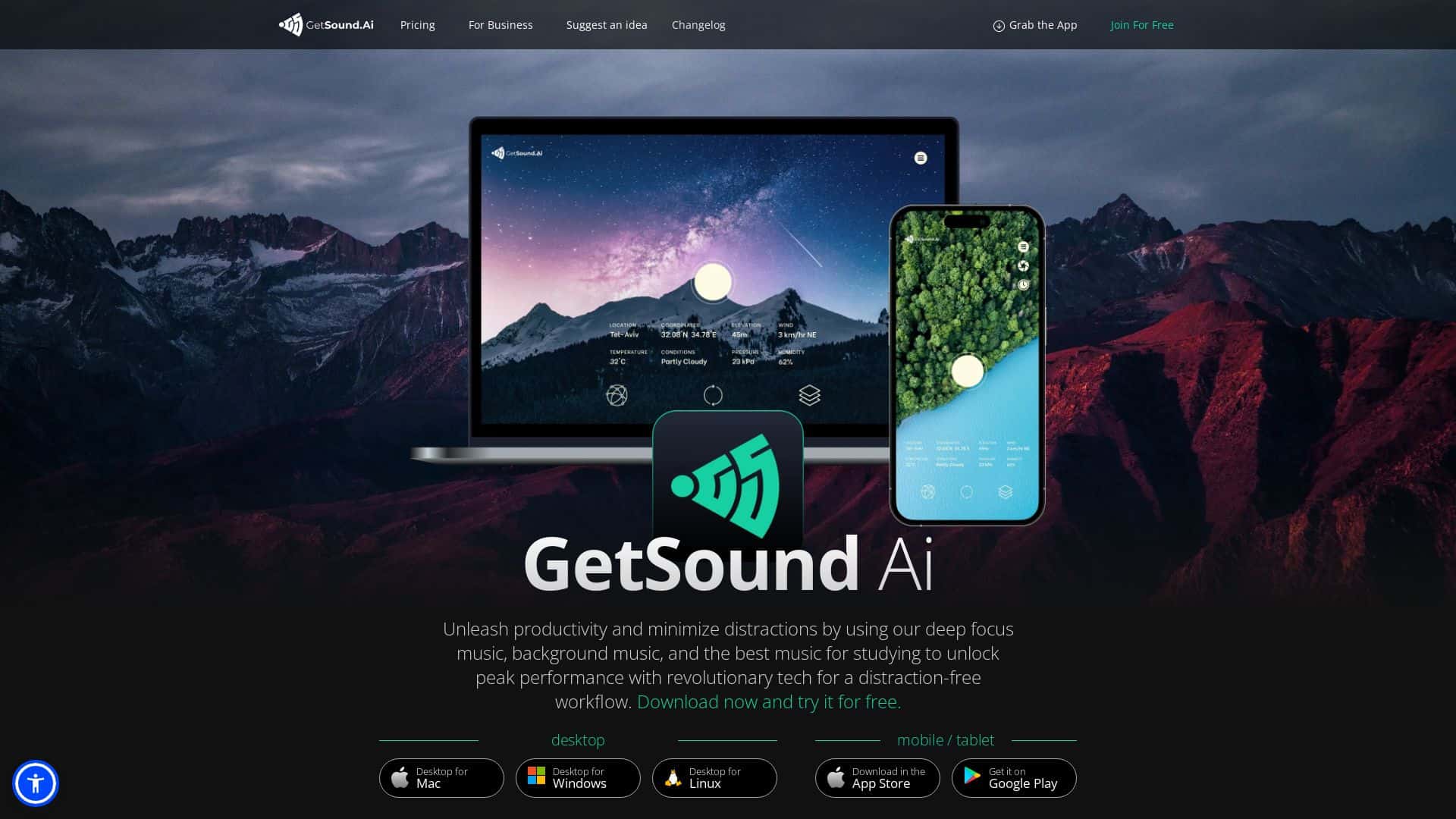 GetSoundai | Enhance Your Focus with Real-Time Soundscaping | Futureen