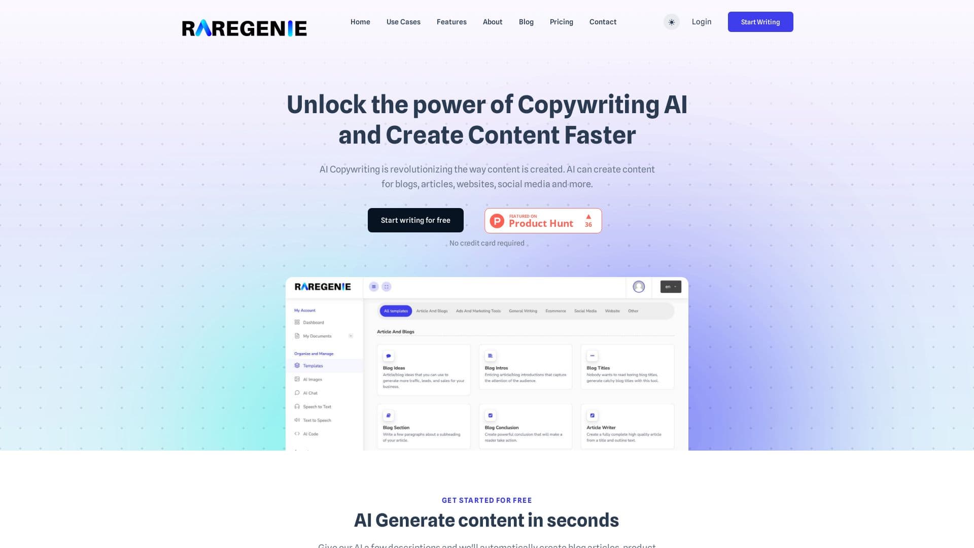 Raregenie | AI-Powered Content Creation Tool for a Better Online Presence | Futureen