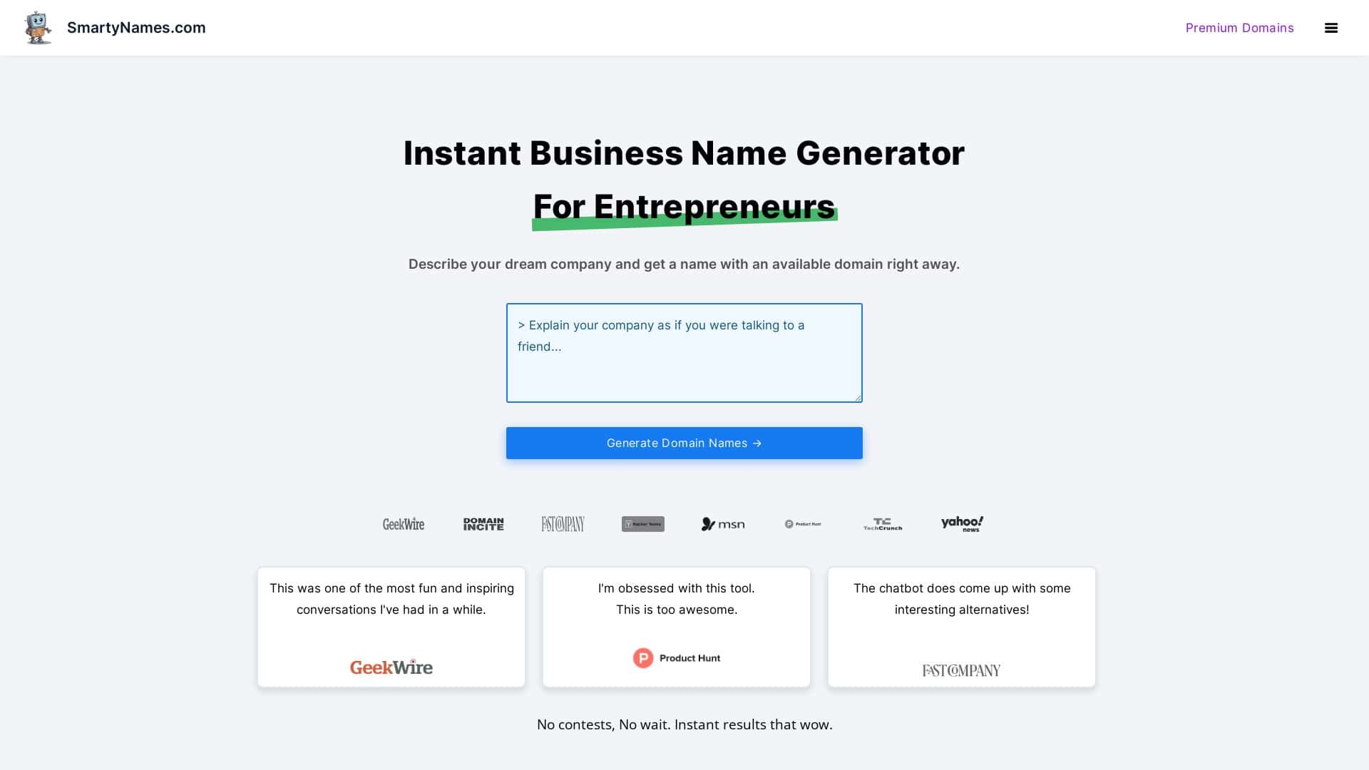 Smartynames | AI-Powered Business Name Generator for Instant Domains ...