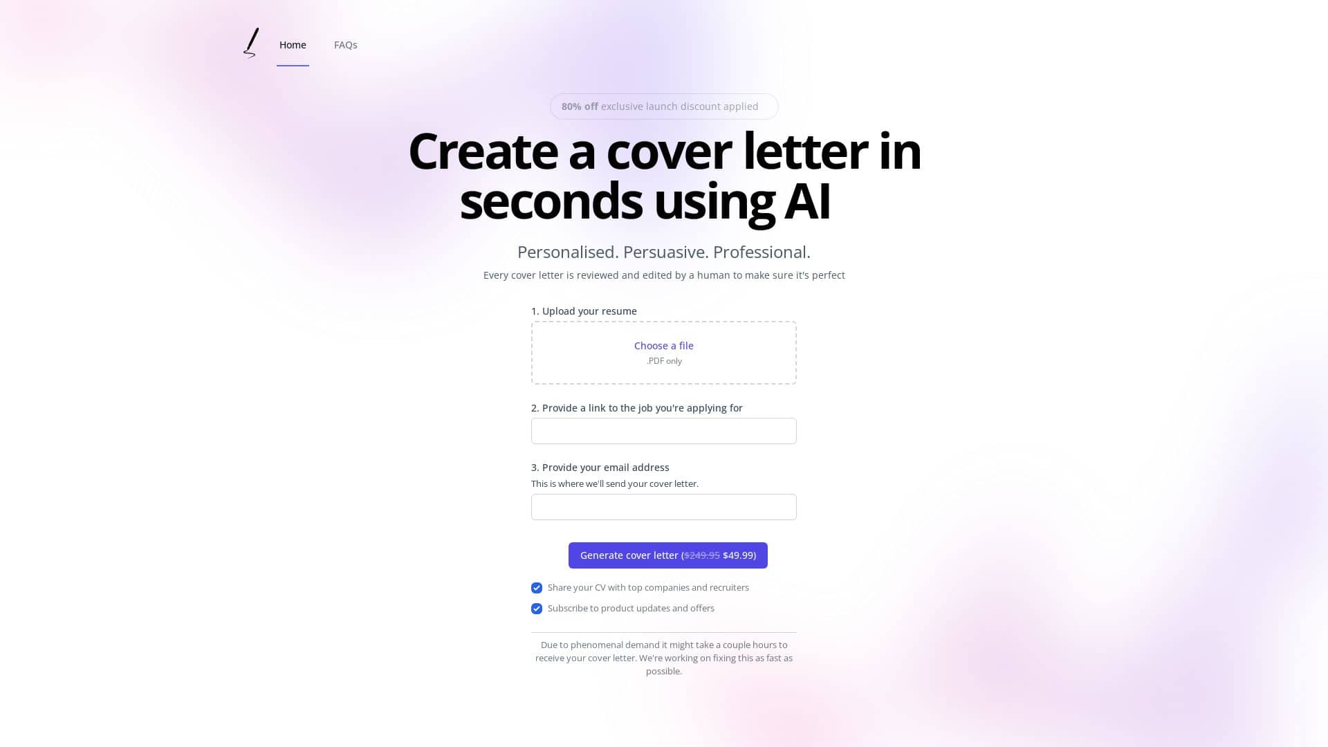 Create a Cover Letter | AI-Powered Custom Letters | Futureen