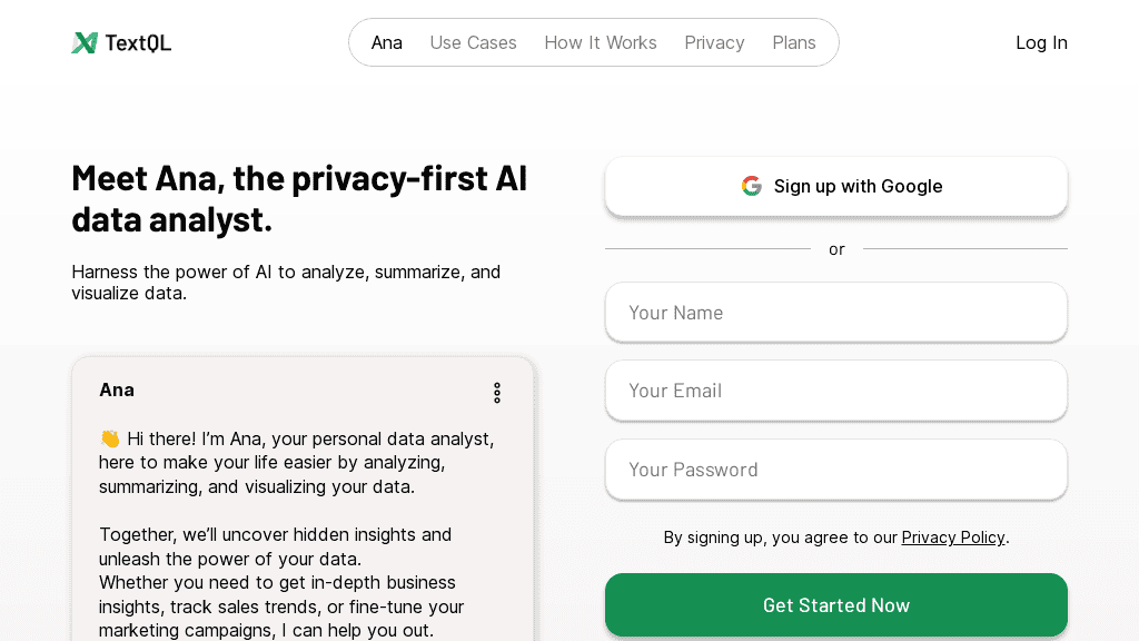 Ana by TextQL | Transform Your Data into Insights | Futureen