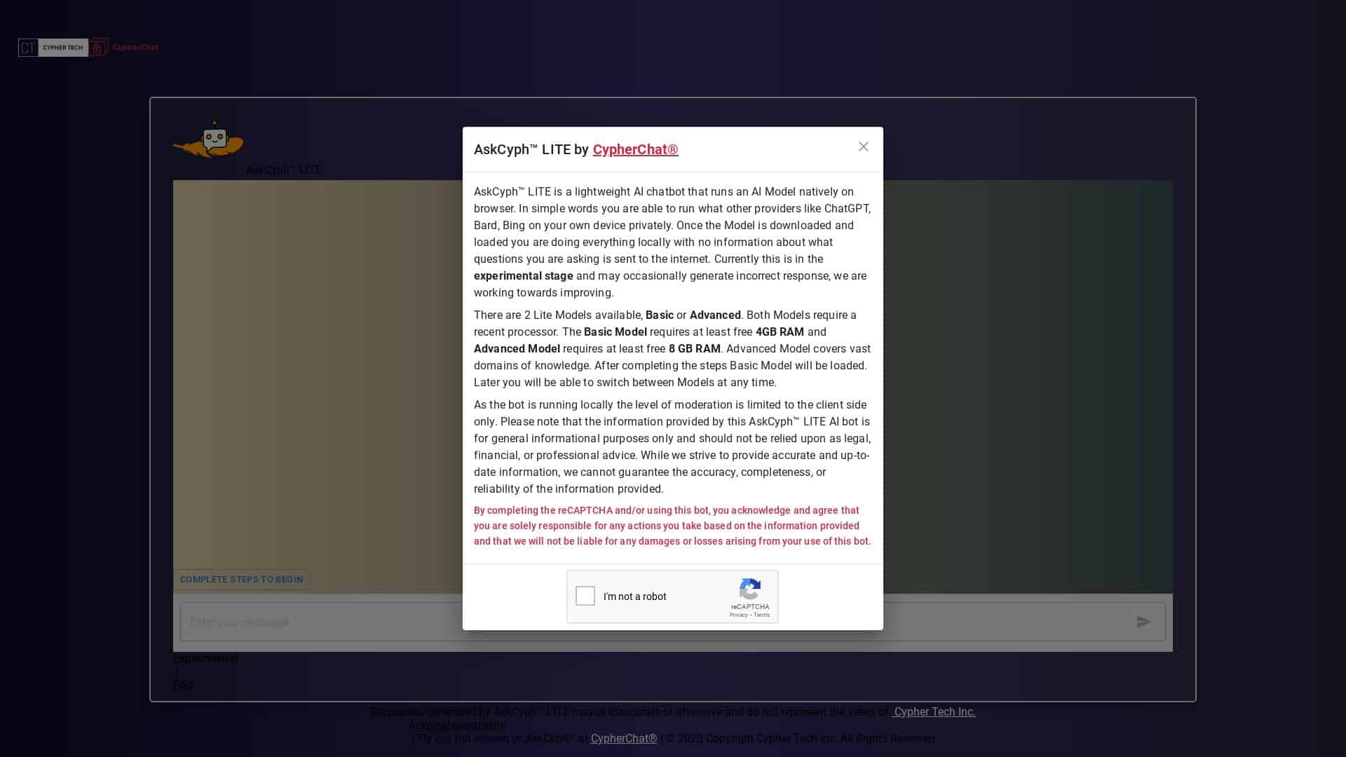 AskCyph™ LITE | AI Chatbot for Secure, Private Interactions | Futureen