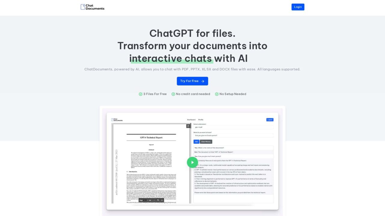 ChatDocuments | AI Document Chat for PDF, PPTX, and DOCX | Futureen