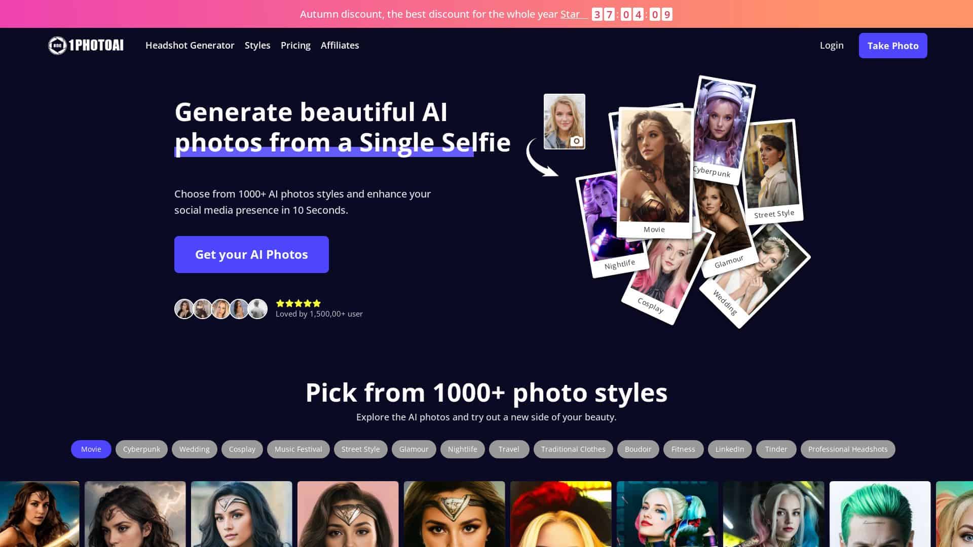 1PhotoAI | Generate Stunning AI Photos in 10 Seconds | Futureen