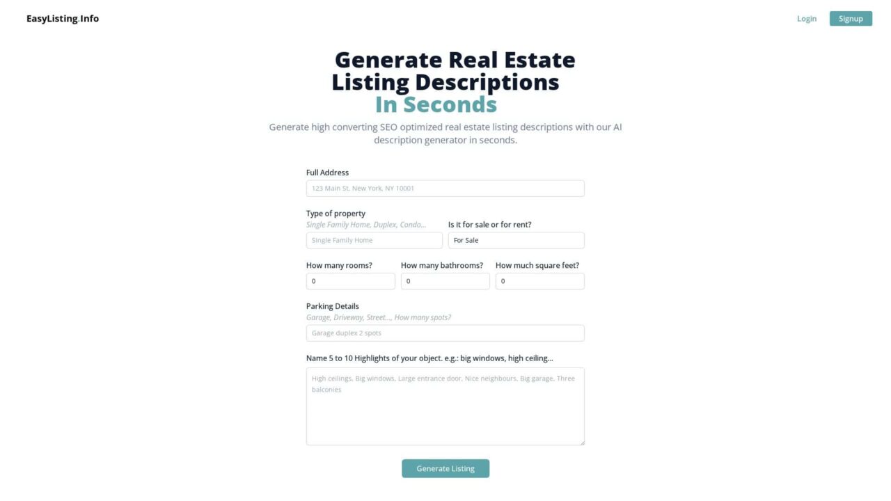Property Description Generator | Create engaging real estate listings ...