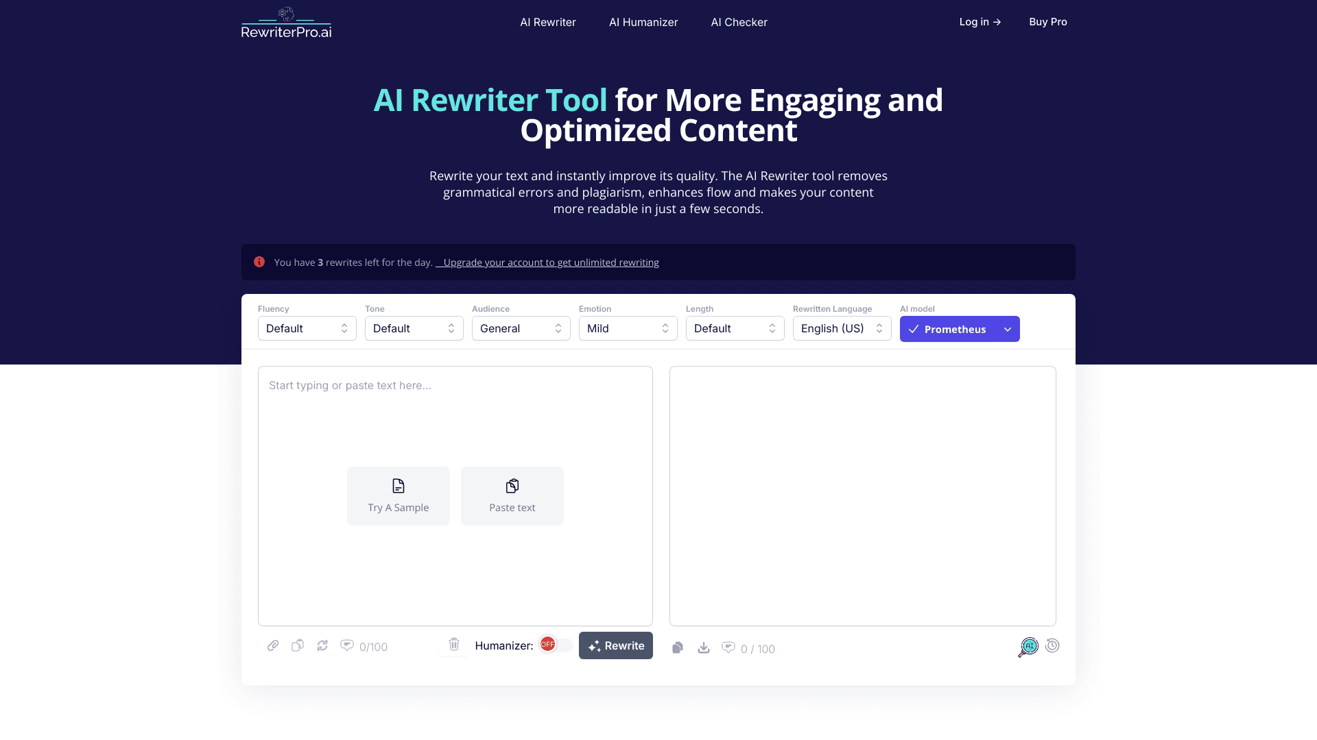 RewriterPro.ai | Advanced AI Content Rewriting | Futureen