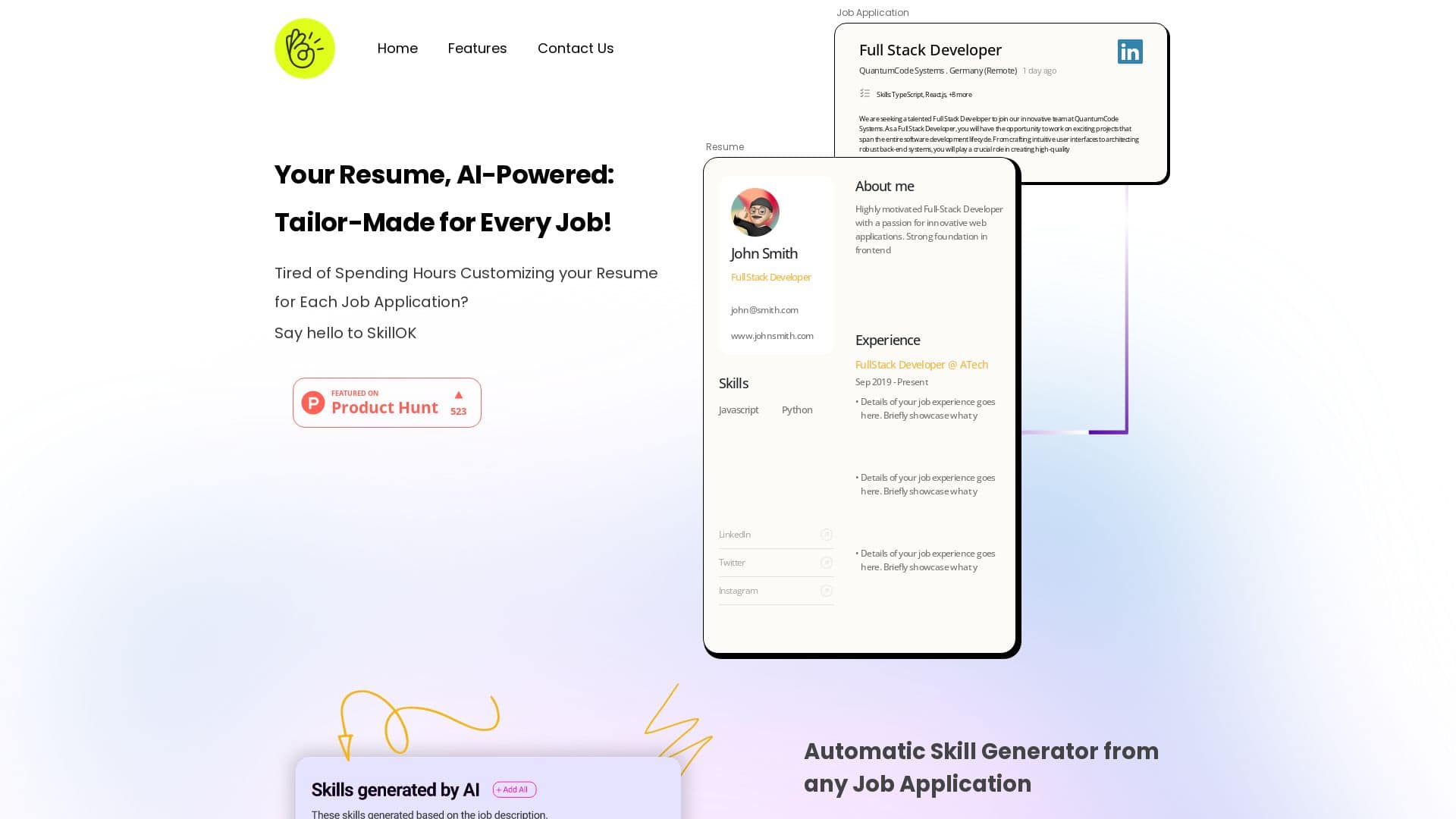 SkillOk | AI Tool to Optimize Resumes for Job Postings | Futureen