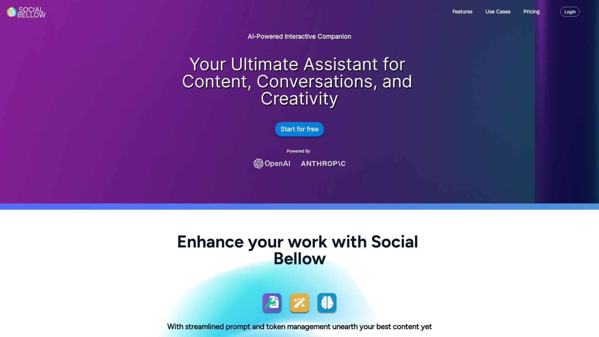 Social Bellow | AI Content Creation and Brainstorming Tool | Futureen