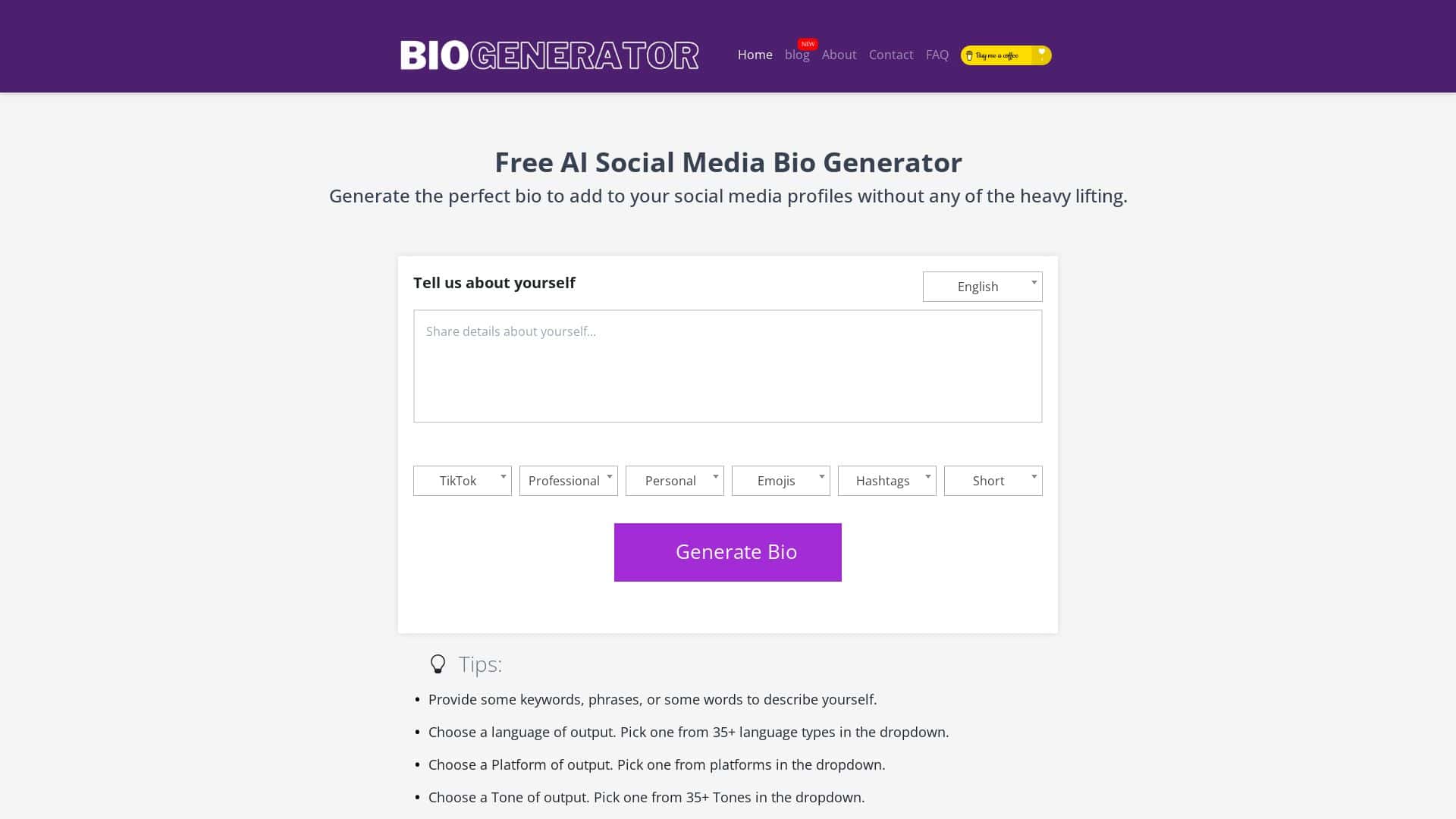 Social Media Bio Generator | Create Unique Social Media Bios | Futureen