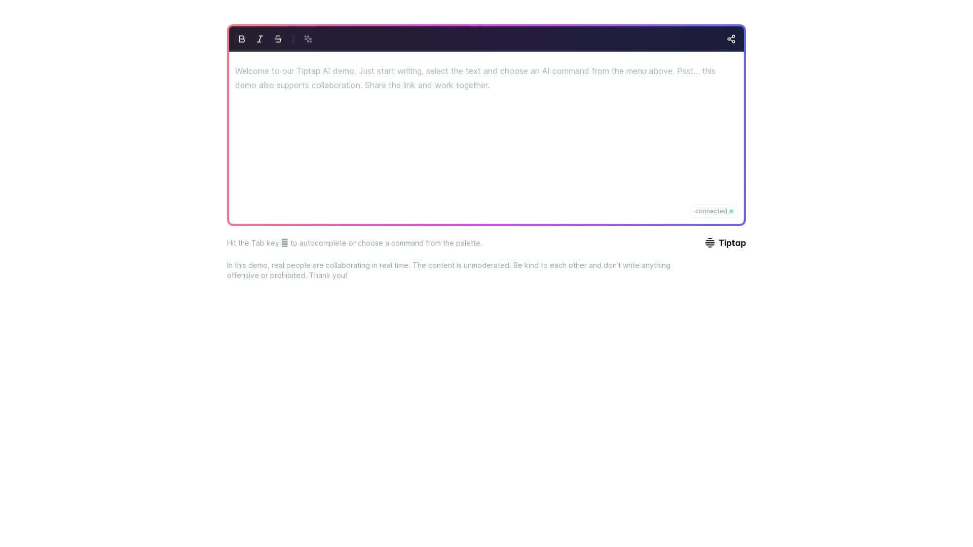 Tiptap AI Demo | AI Text Editor and Collaboration Tool | Futureen
