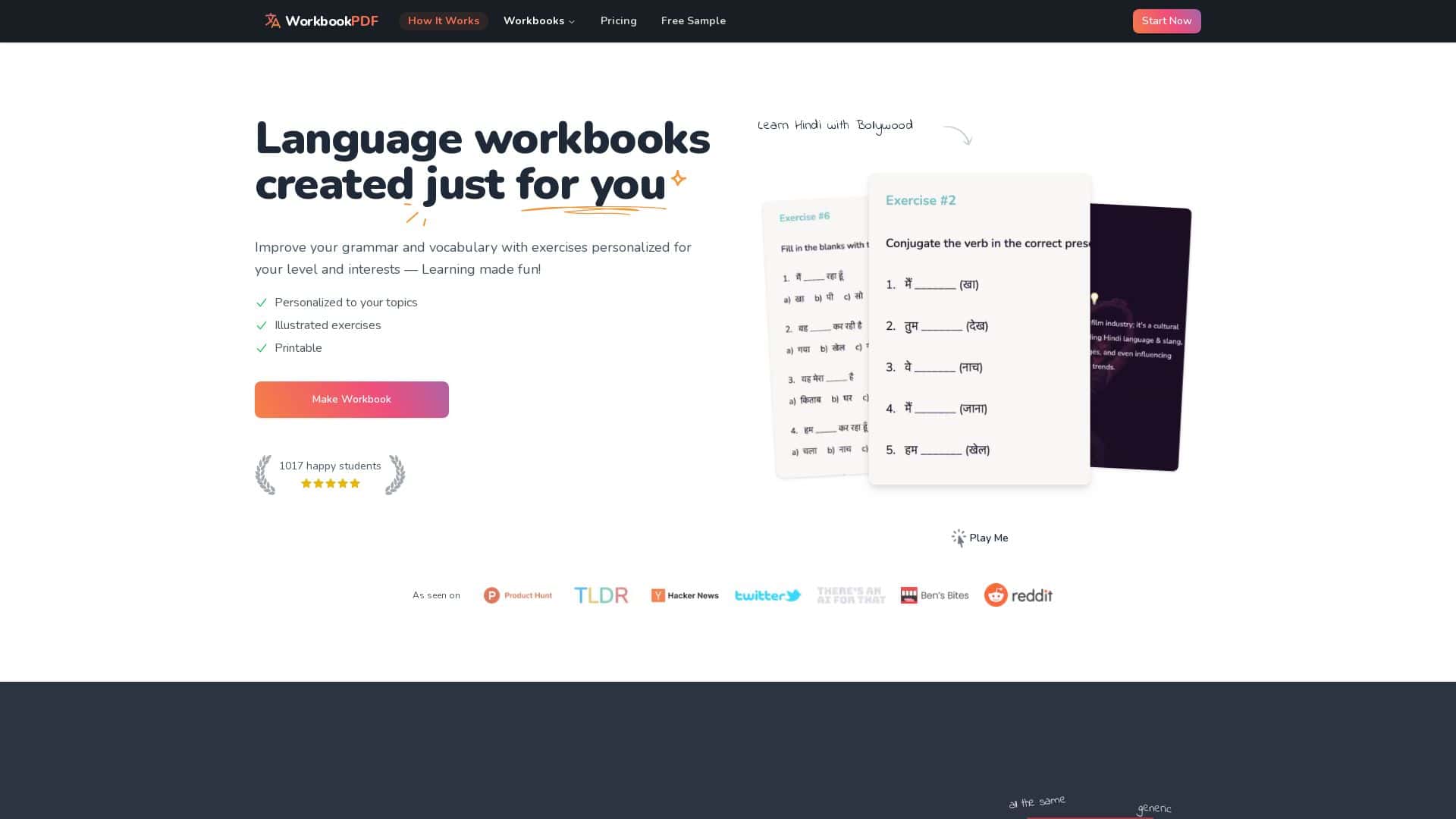 WorkbookPDF | Personalized AI Language Workbooks | Futureen