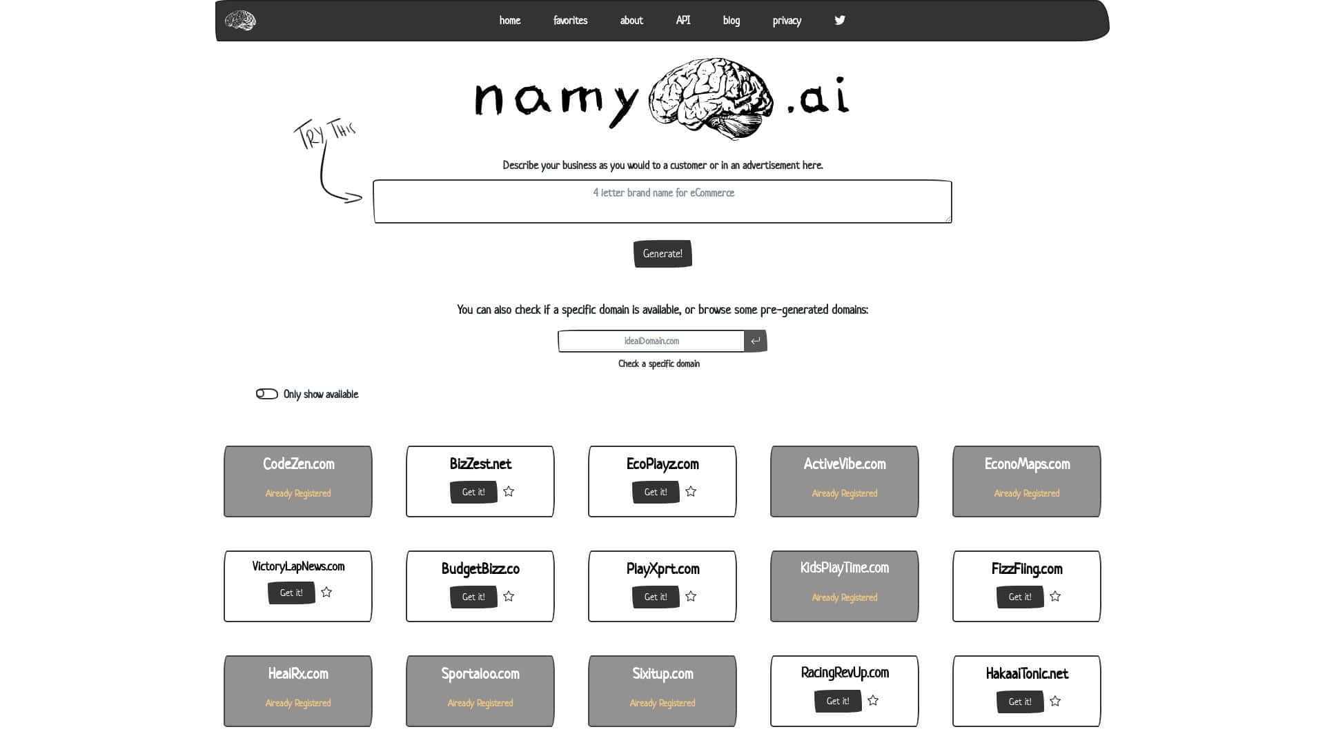Namy ai | Generate Unique Domain Names for Free | Futureen
