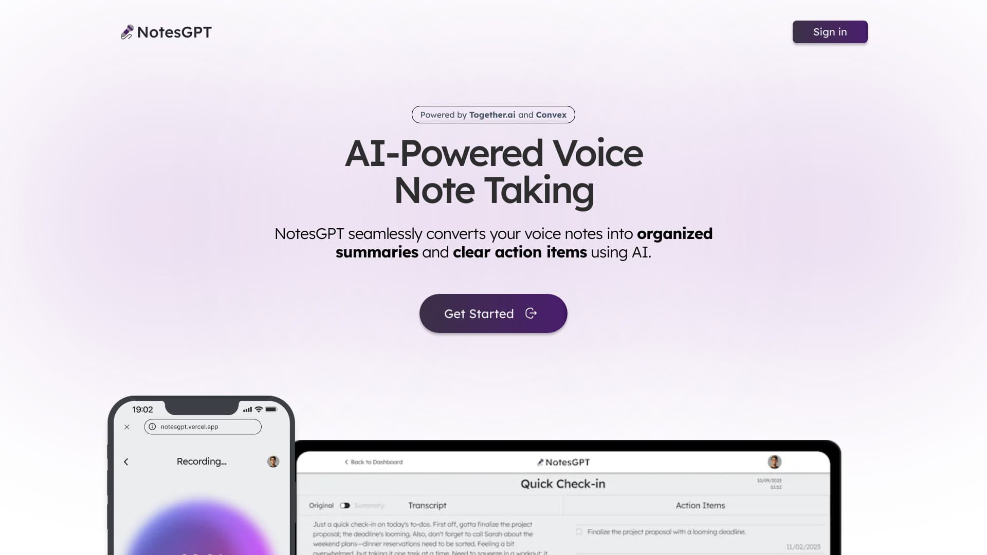 NotesGPT | Instant Action Items from Your Voice Notes! | Futureen