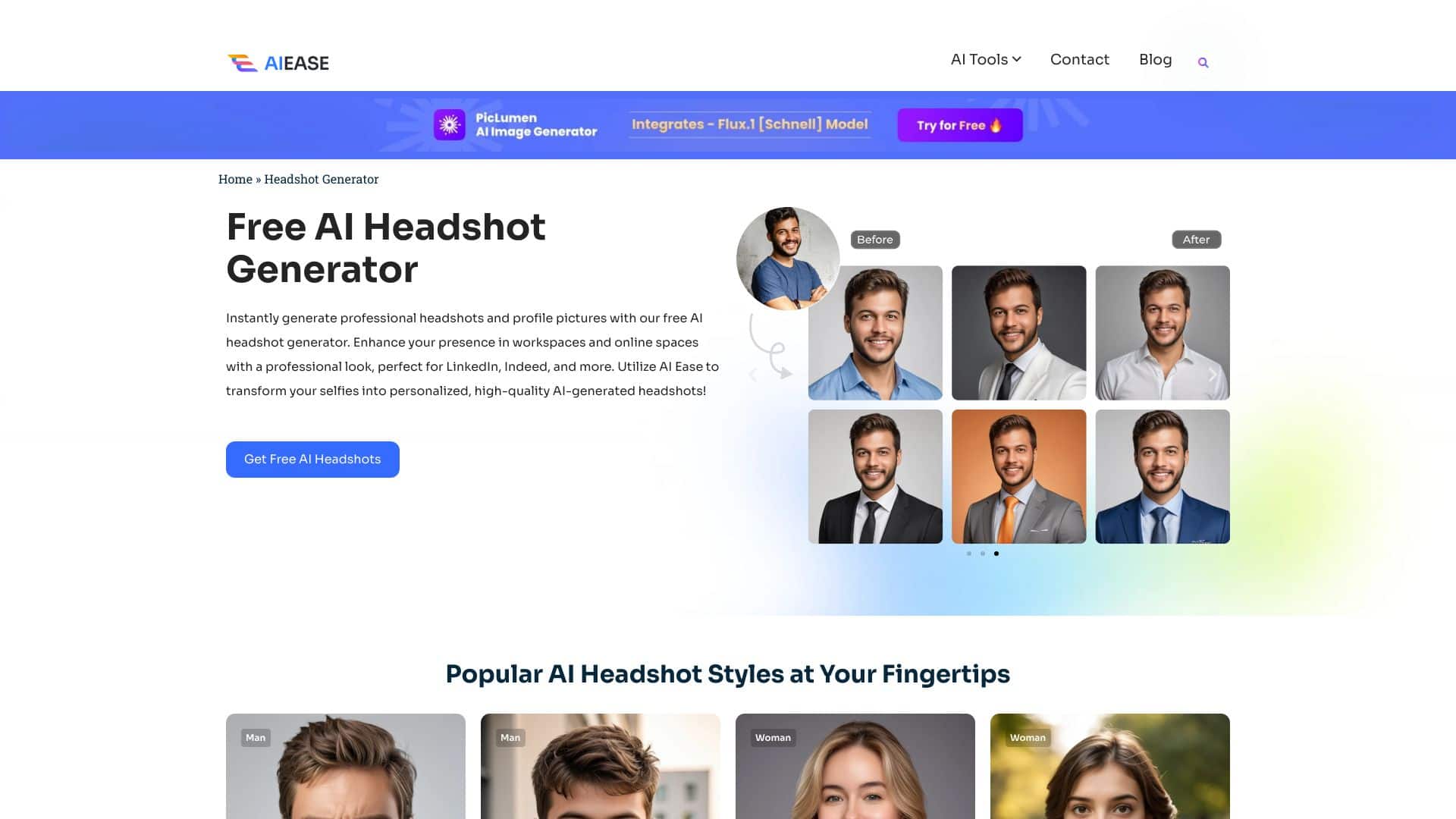 AI Ease | Free AI Headshot Generator for Profiles | Futureen