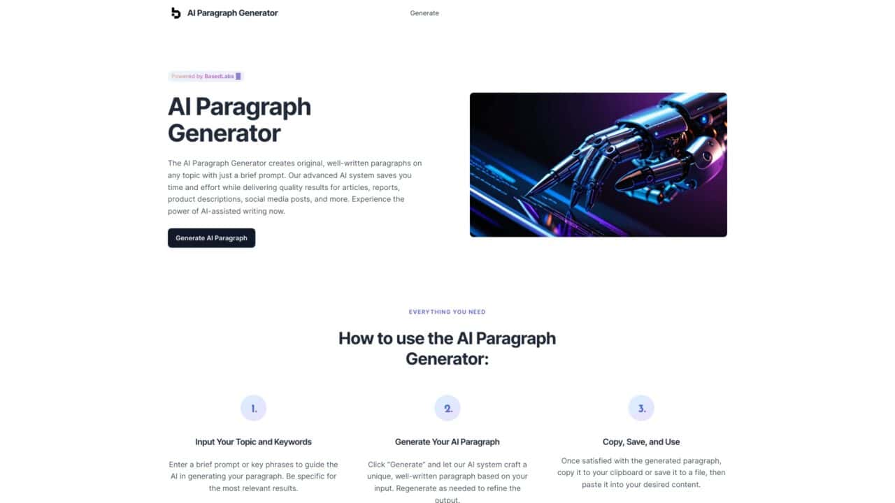 AI Paragraph Generator | Create Polished Text with Ease | Futureen
