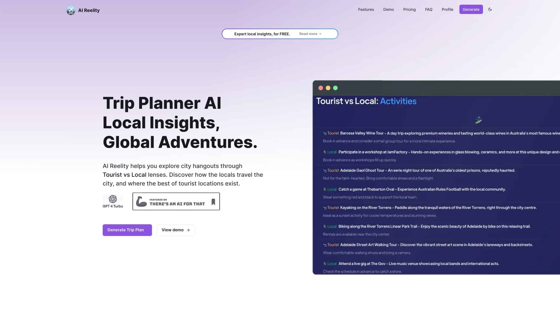 AI Reelity | Tailored Travel Plans Made Easy | Futureen